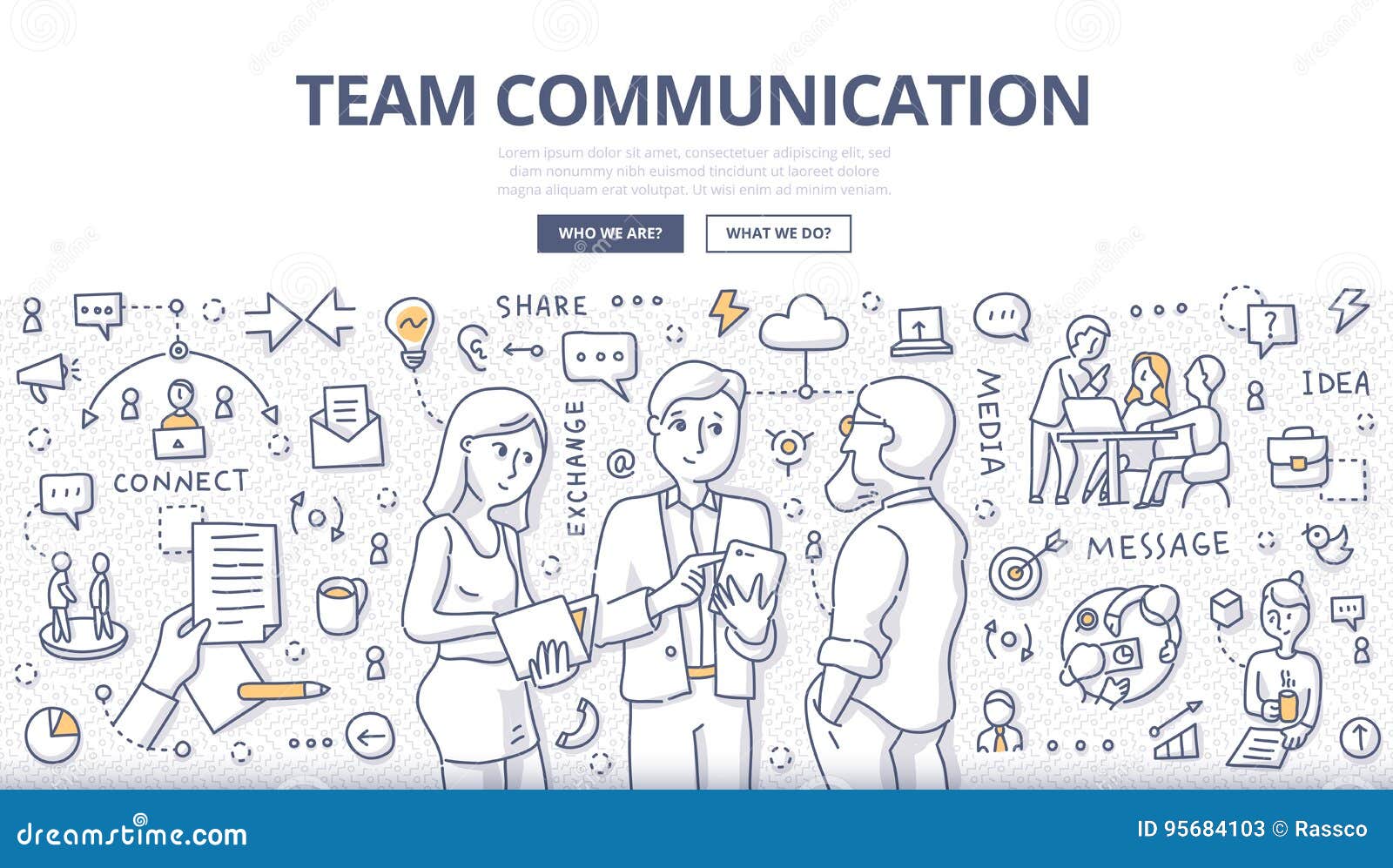 Team Communication Doodle Concept Stock Vector - Illustration of ...