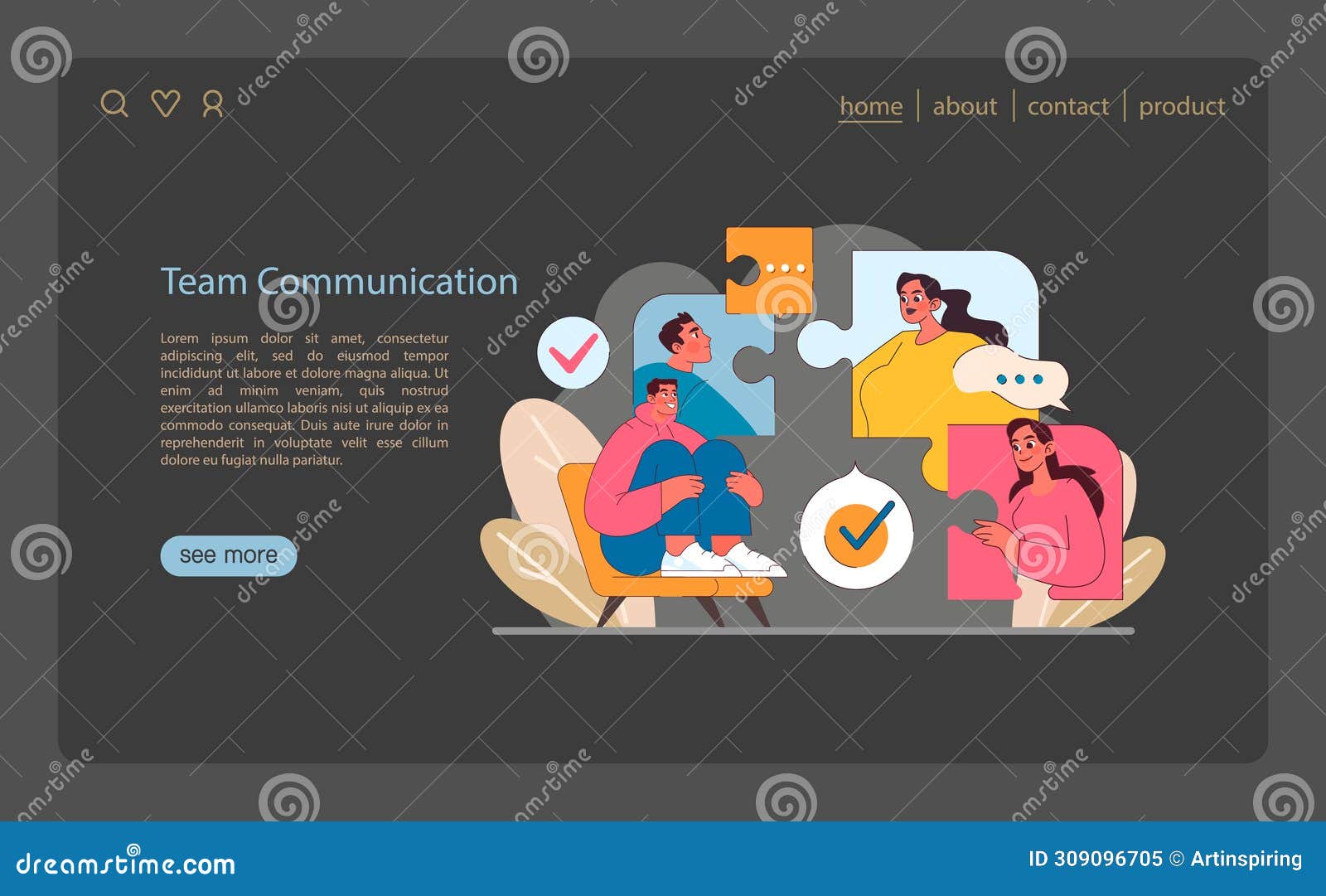 Team Communication in it Project Management. Stock Illustration ...