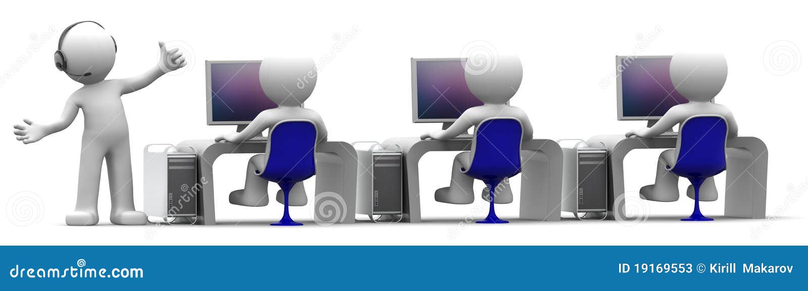 Team of Computer Experts at Workplace Stock Illustration - Illustration ...