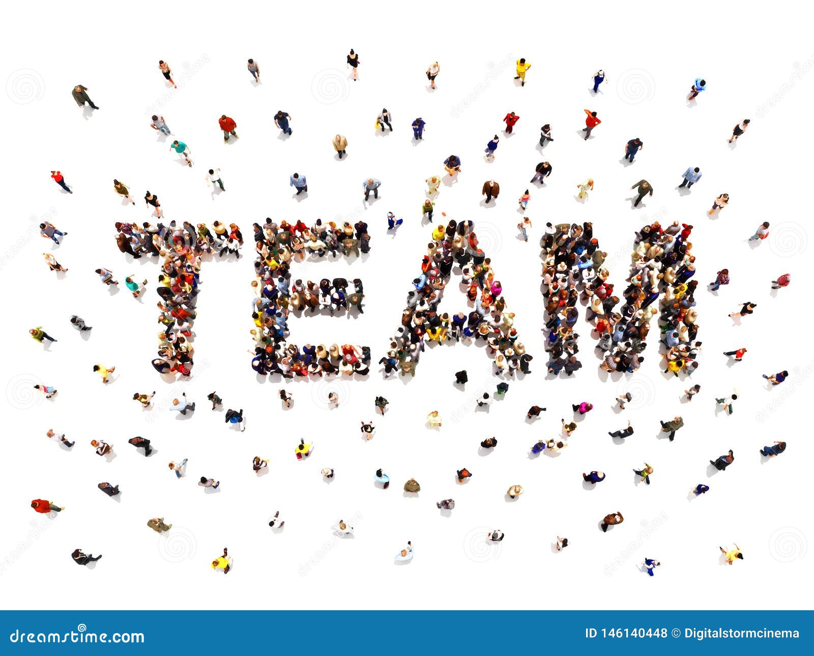 Team Concept .3d Rendering of a Diverse Large Group of People Forming ...
