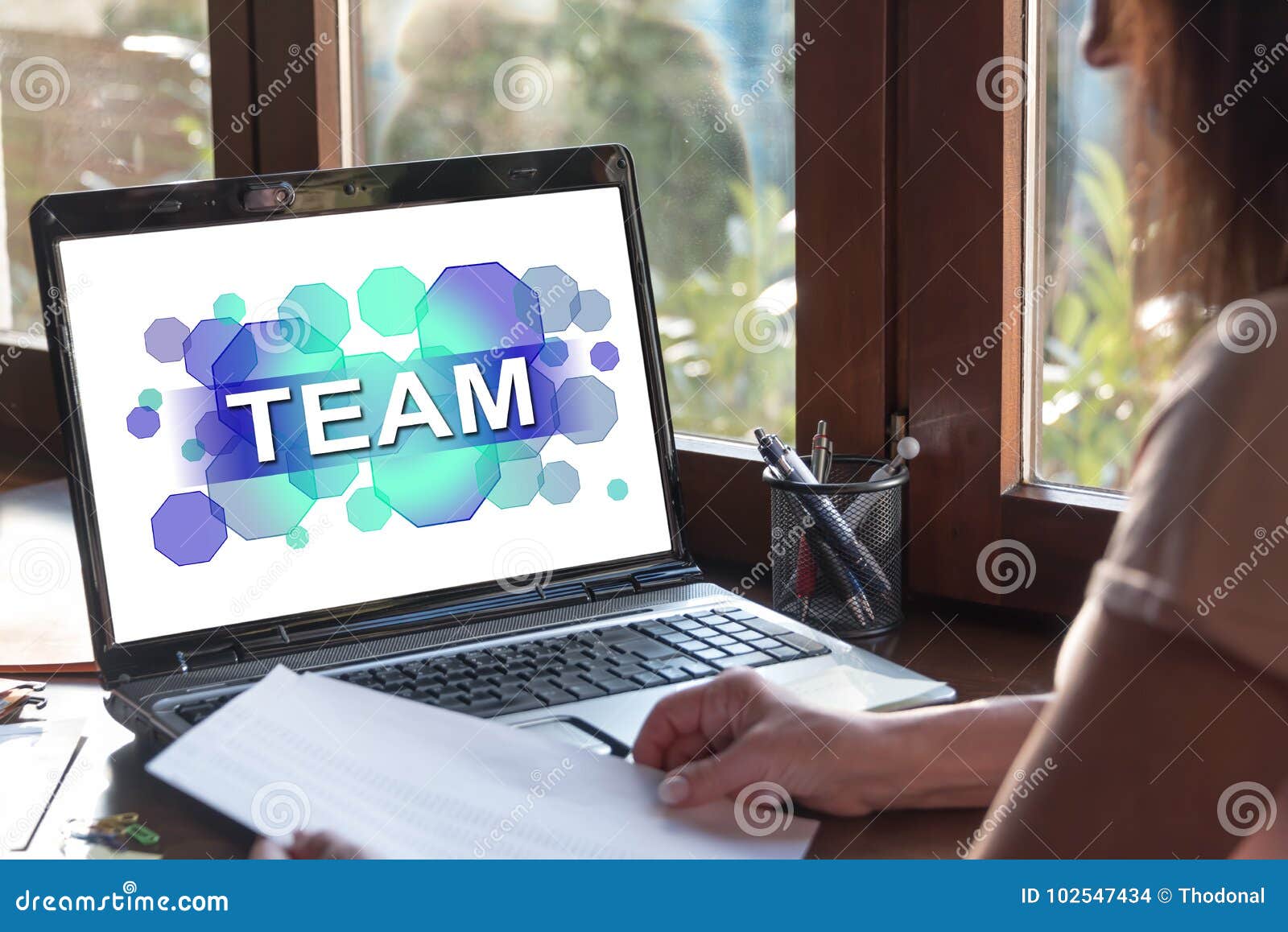 Team Concept on a Laptop Screen Stock Photo - Image of application ...
