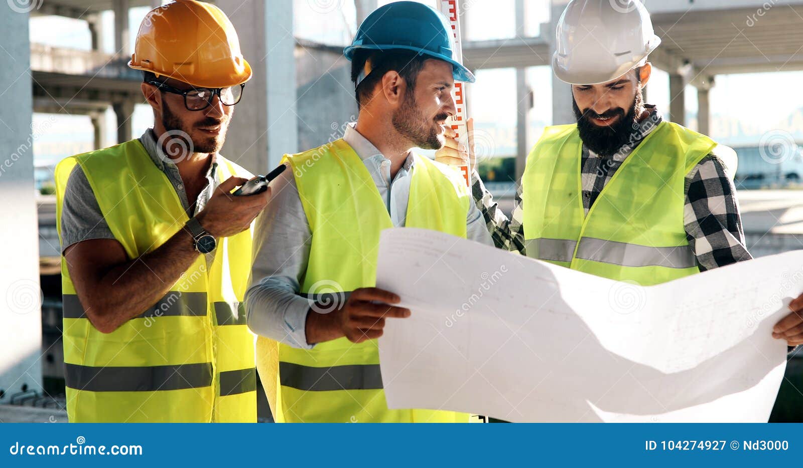 Team of Construction Engineers Working on Building Site Stock Image ... Team of Construction Engineers Working on Building Site Stock Image ...