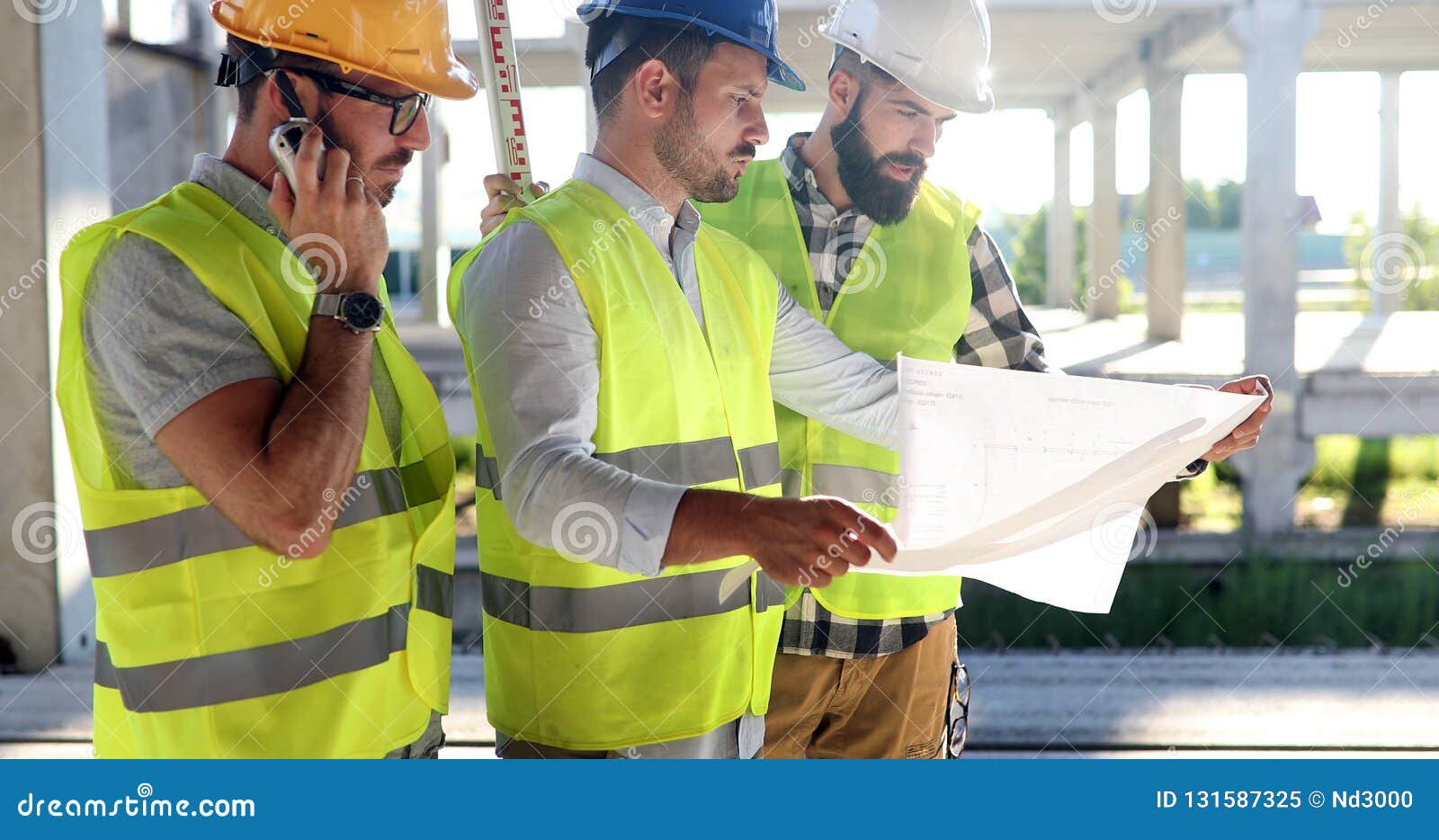 Team of Construction Engineers Working on Building Site Stock Image ...