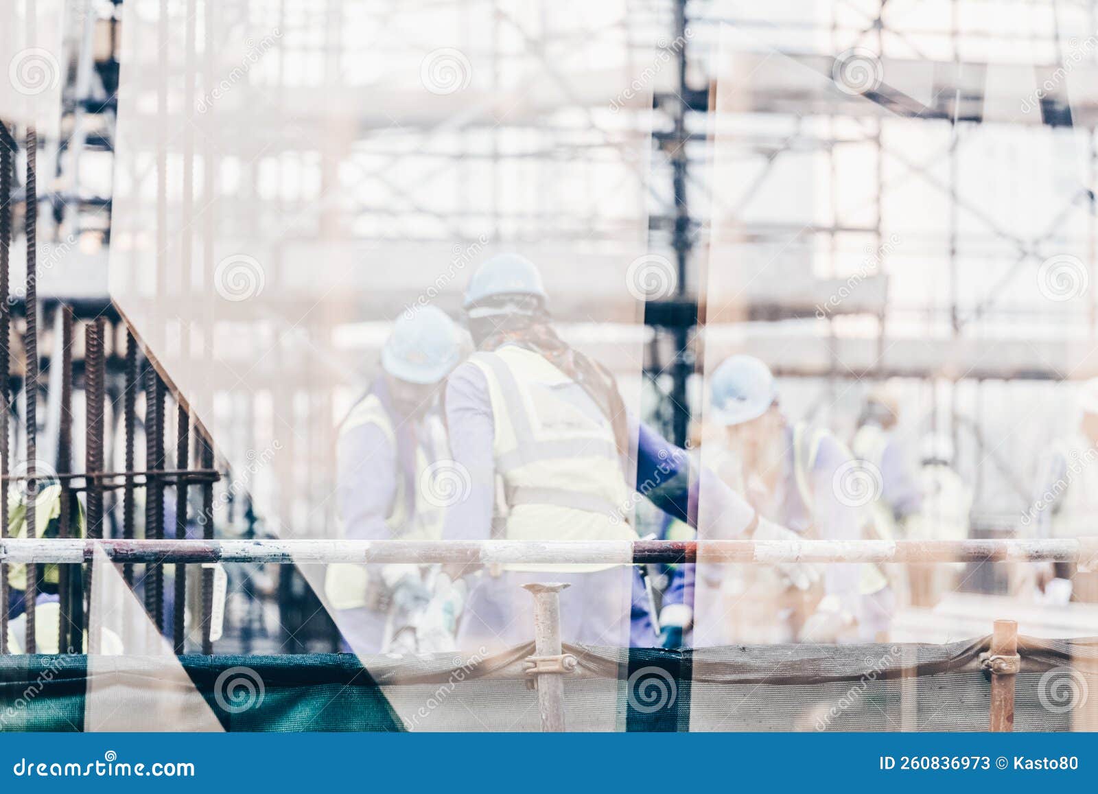 Team of Construction Worker on Construction Site. Stock Image - Image ...