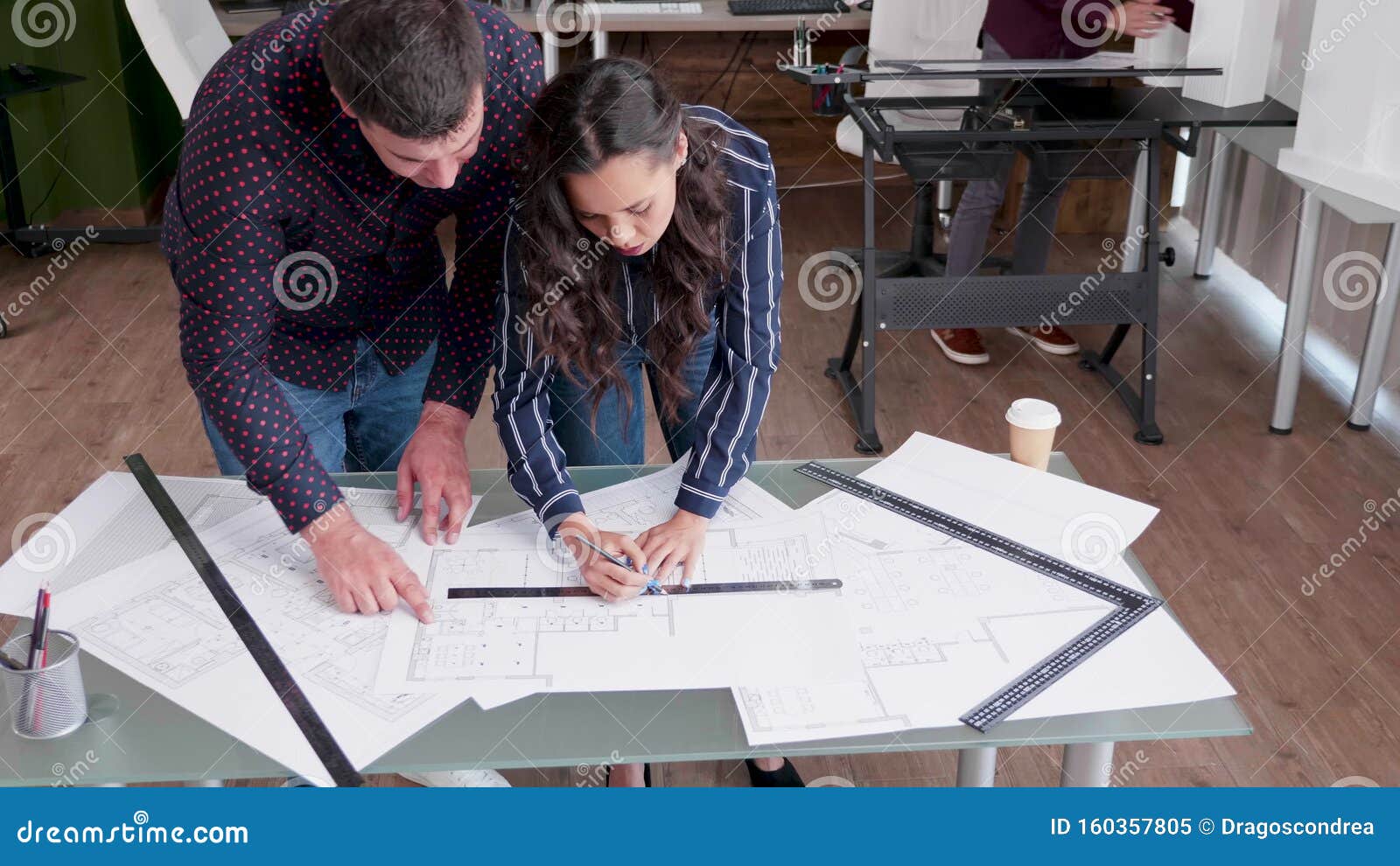 Team of Constructor Engineers Working with Blueprints Stock Video ...