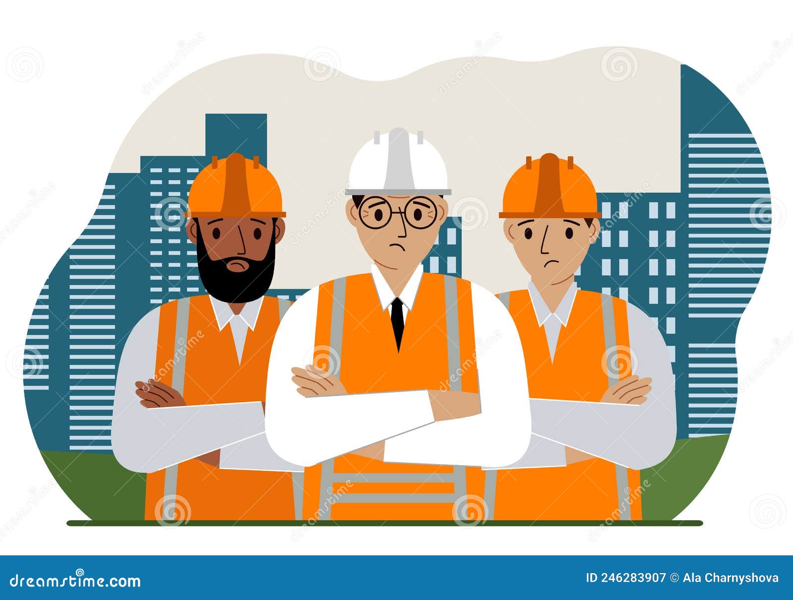 Engineers Thinking On Drafts And Projects Of Construction Cartoon ...