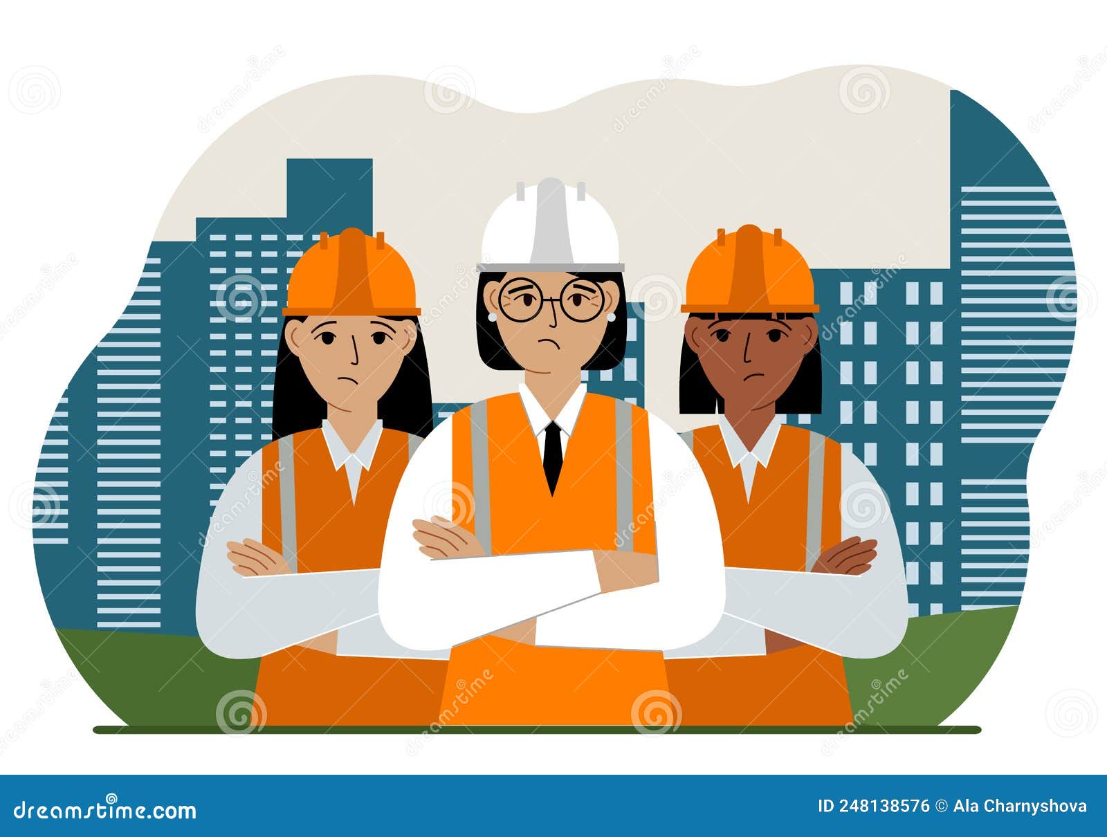 Engineers Thinking On Drafts And Projects Of Construction Cartoon ...