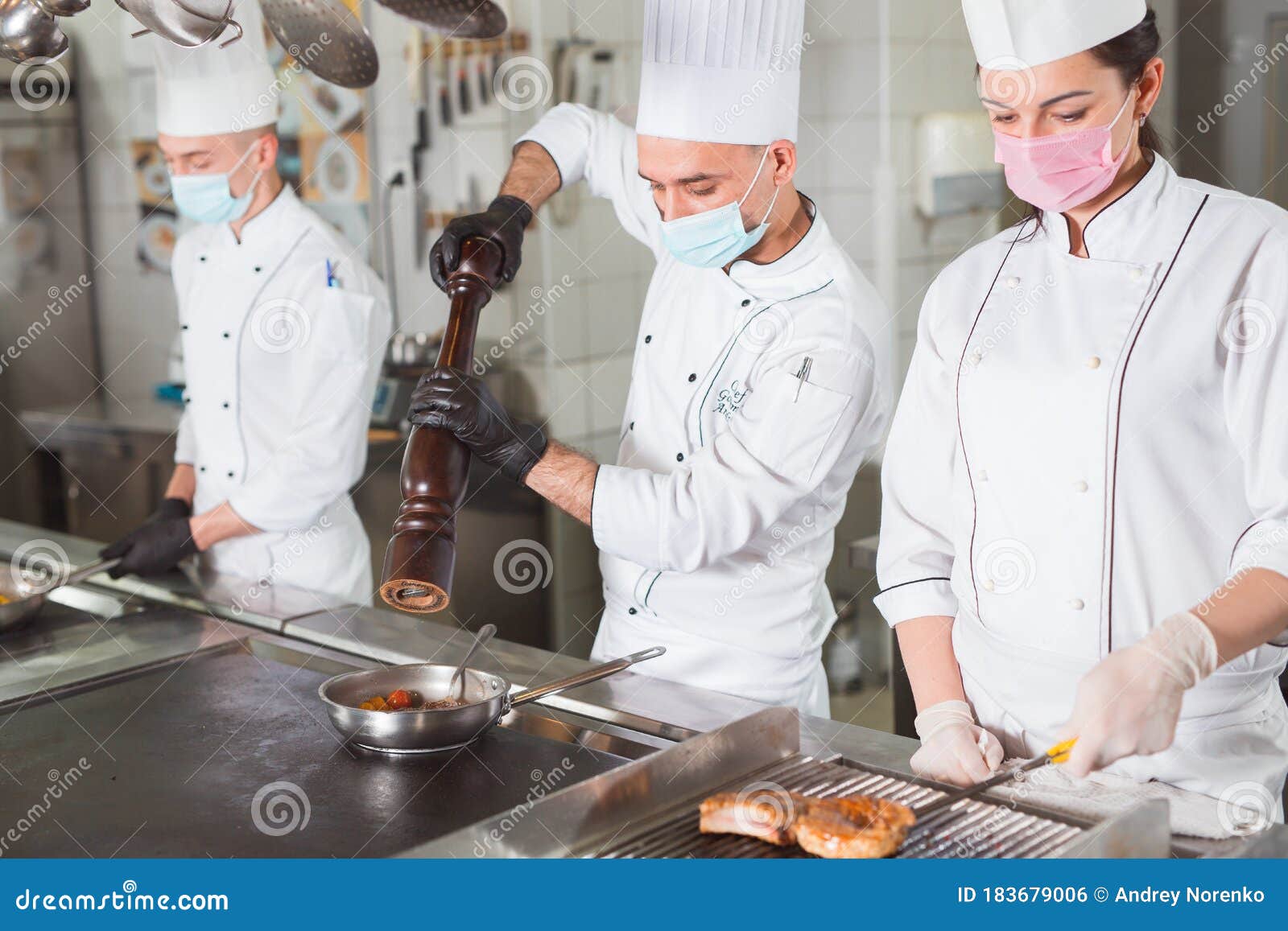 Team of Cooks Cooks in a Restaurant Stock Photo - Image of cook ...