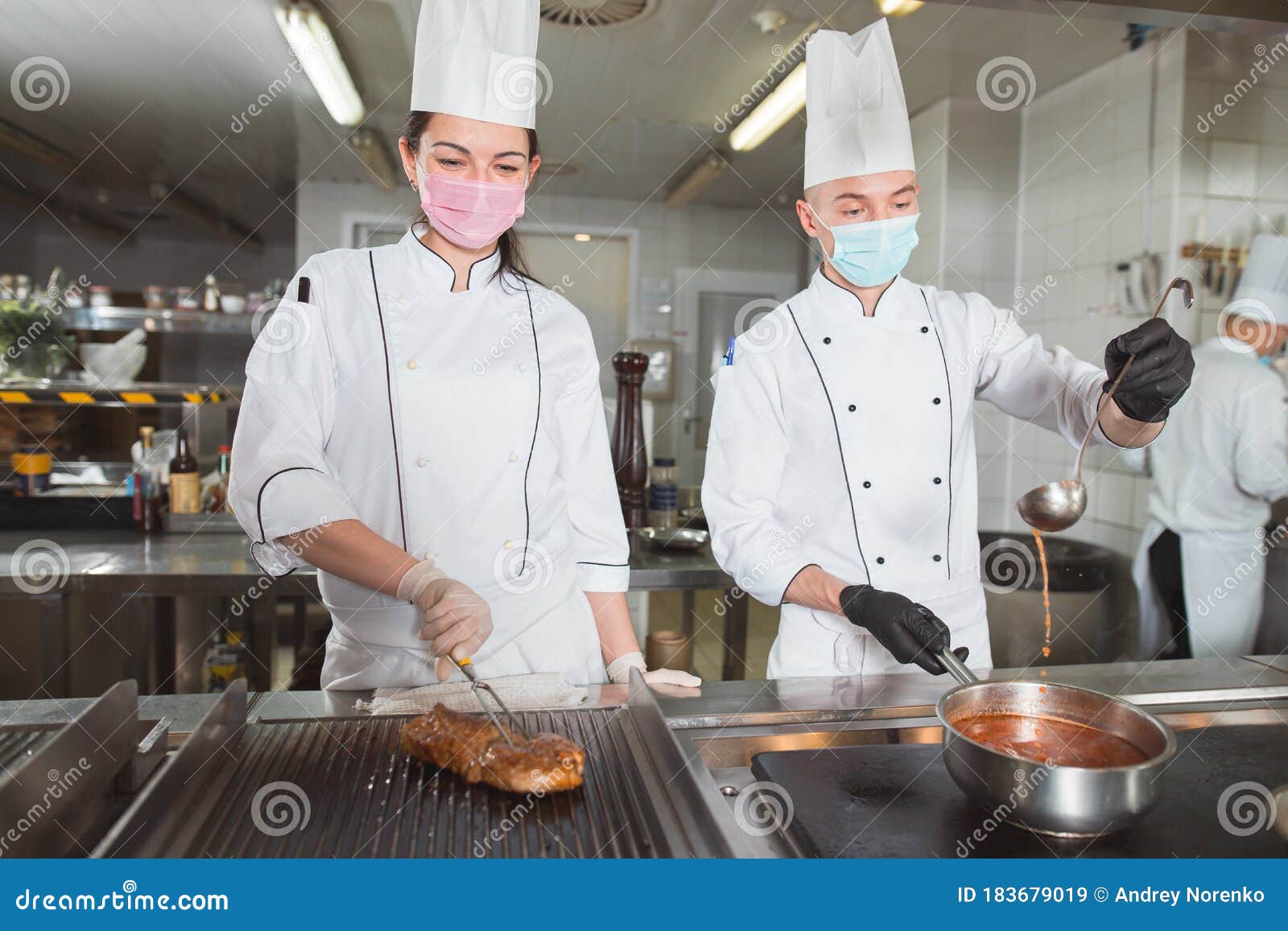 Team of Cooks Cooks in a Restaurant Stock Image - Image of cooker ...