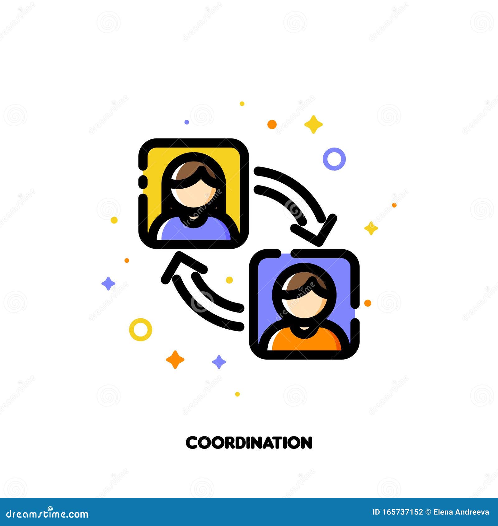 Team Coordination Icon for Concept of Participation in a Group. Flat ...