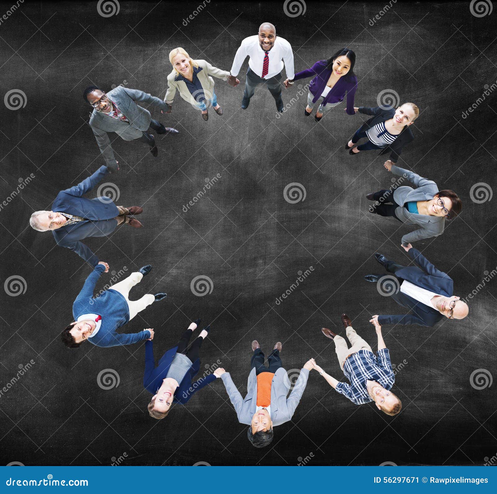 Unity And Connection Of People. Topview Of Partners Putting Their Hands ...