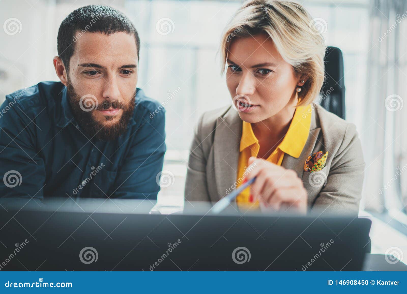 Team of Coworkers Making Great Work Discussion in Modern Office ...