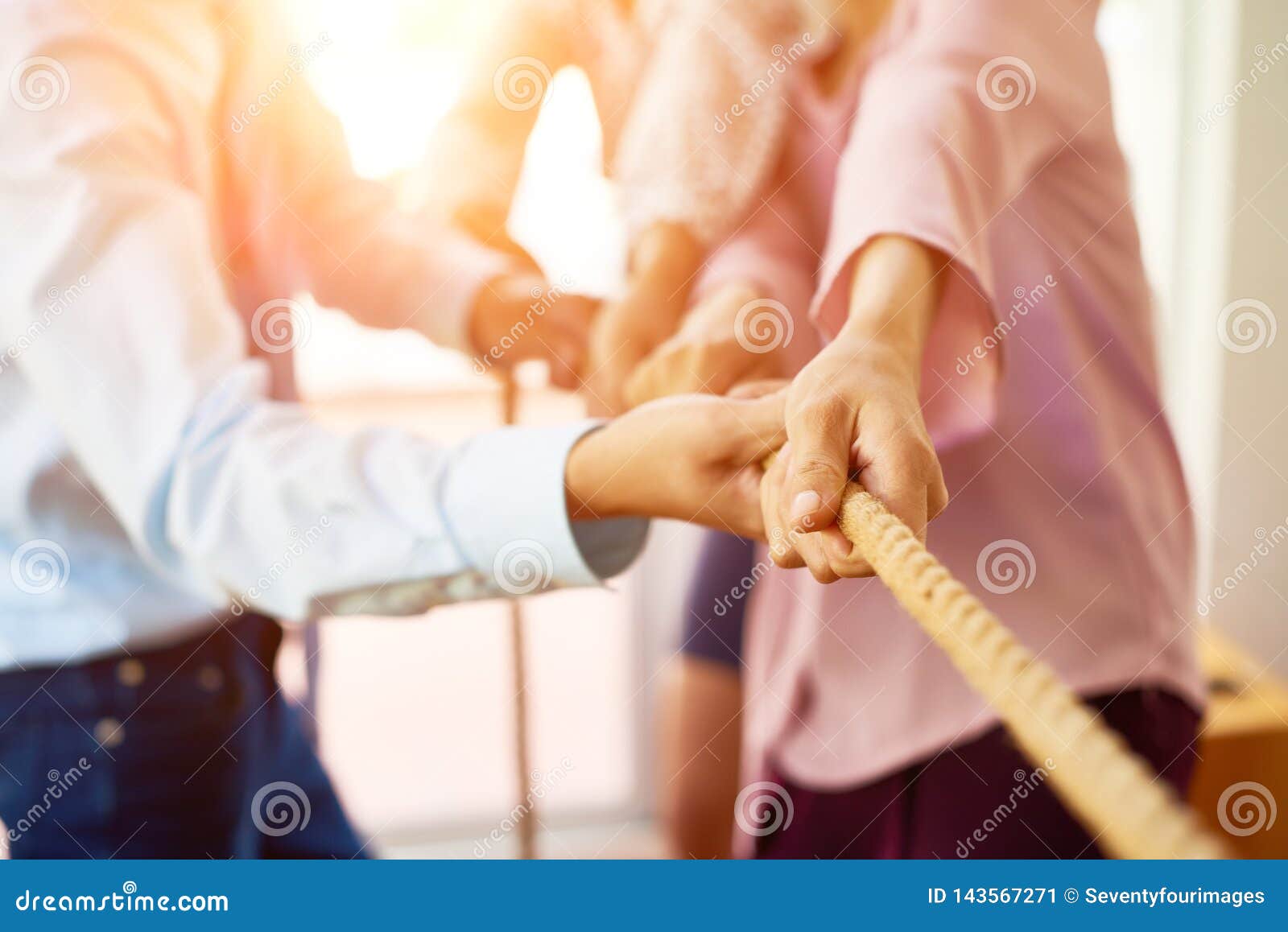 Coworkers Pulling Rope Together Stock Image - Image of competition ...