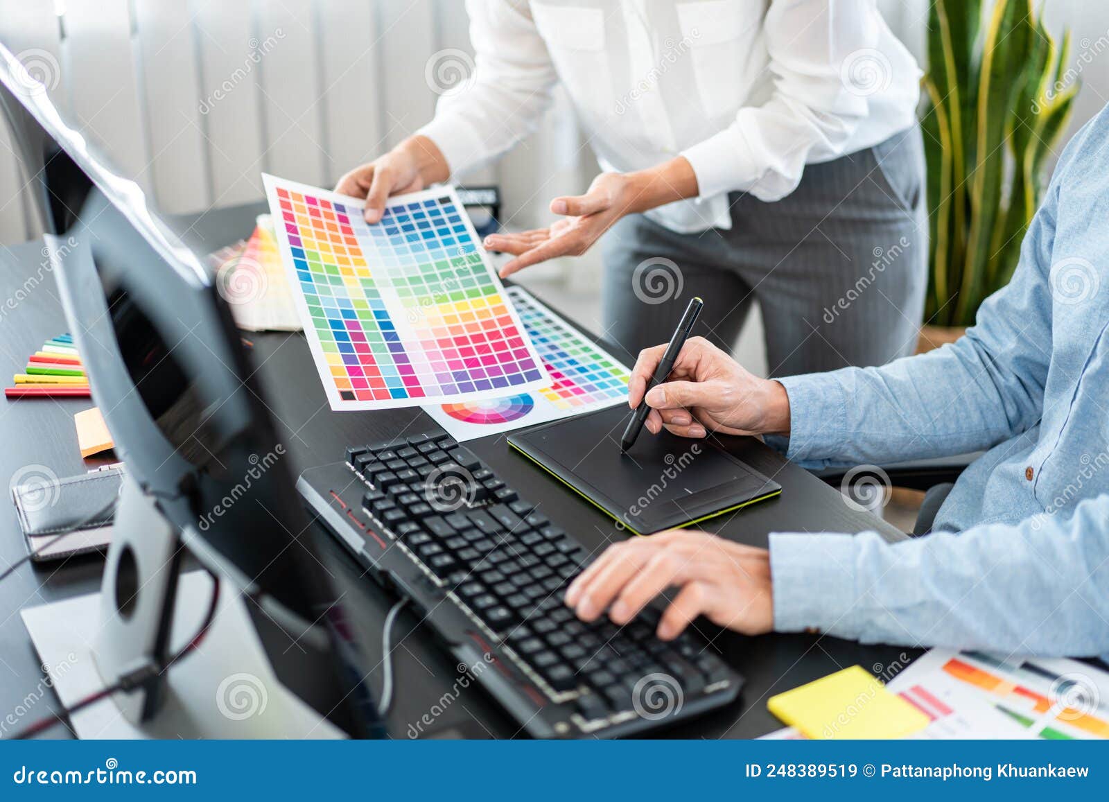 Team of Creative Graphic Designer Working on Color Swatch Samples Chart ...