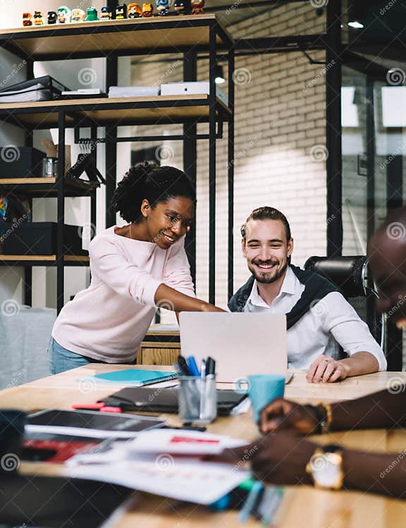 Team of Creative People Working on Project at Conference in Office ...