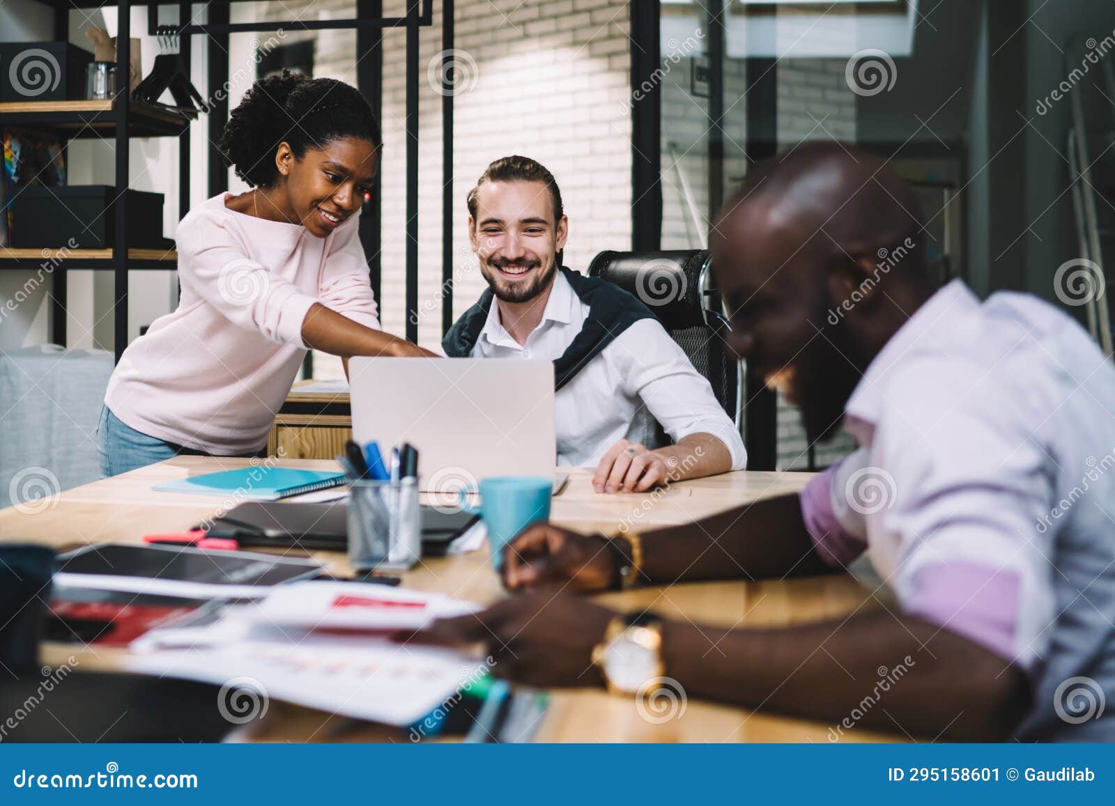 Team of Creative People Working on Project at Conference in Office ...