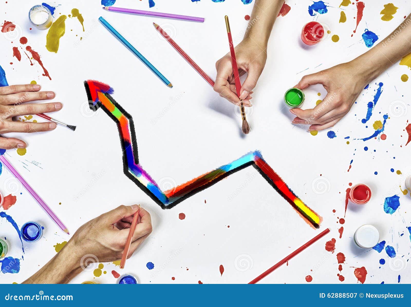 Team creative work stock image. Image of draw, rising - 62888507