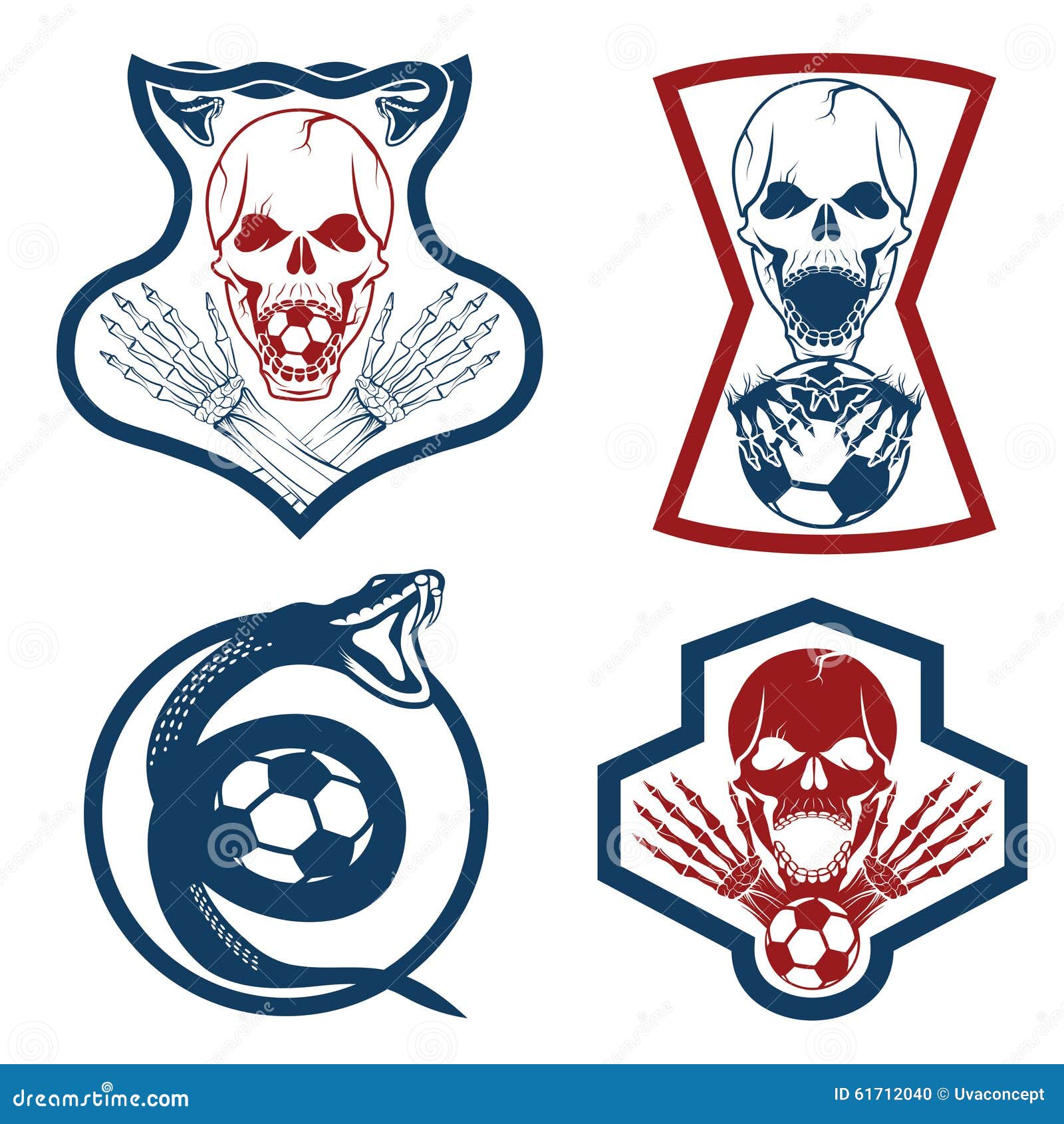 Team Crests Set with Snake and Skulls Stock Vector - Illustration of ...