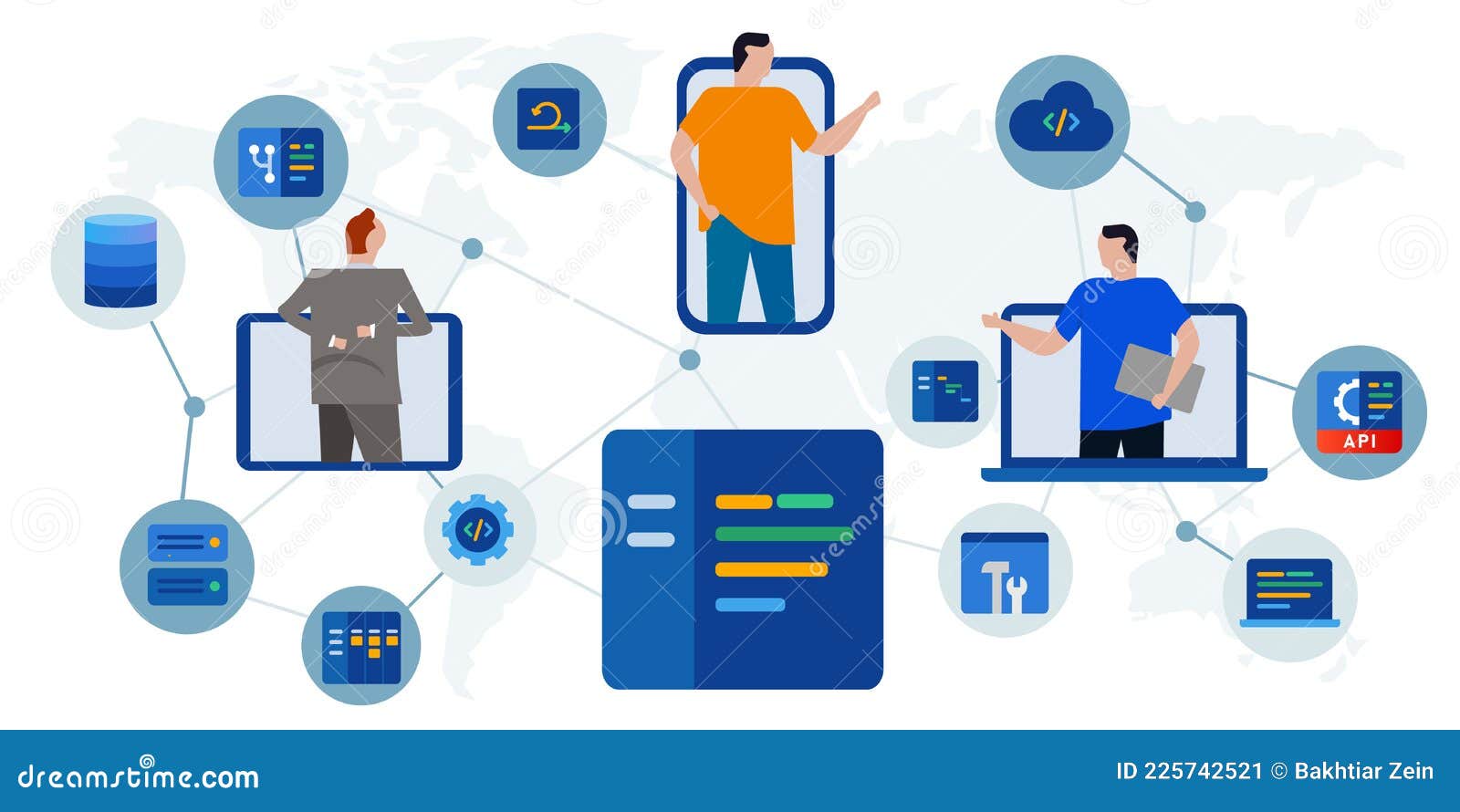 Team of Developer Programmer Coding Working Online Globally Agile ...