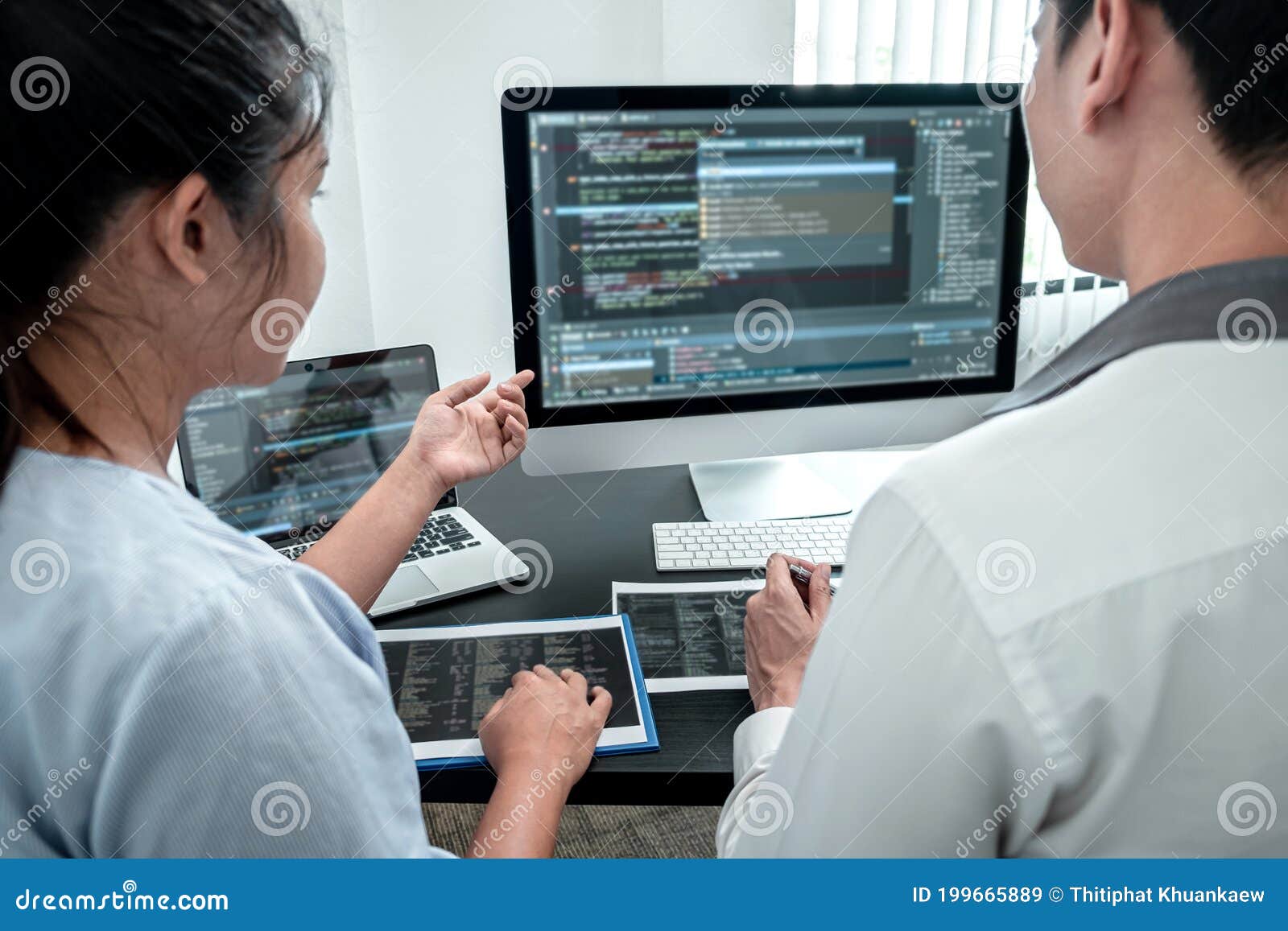 Team Of Developer Programmer Working On Coding Program Software Computer In Office Writing