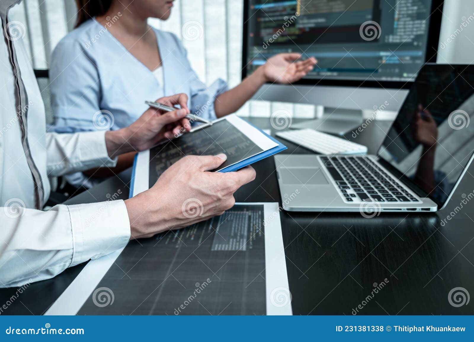 Team Of Developer Programmer Working On Coding Program Software Computer In Office Writing