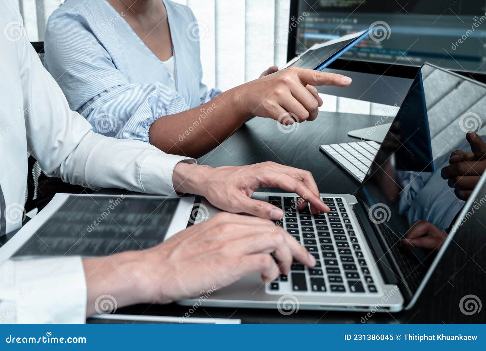 Team of Developer Programmer Working on Coding Program Software Computer in Office, Writing ...