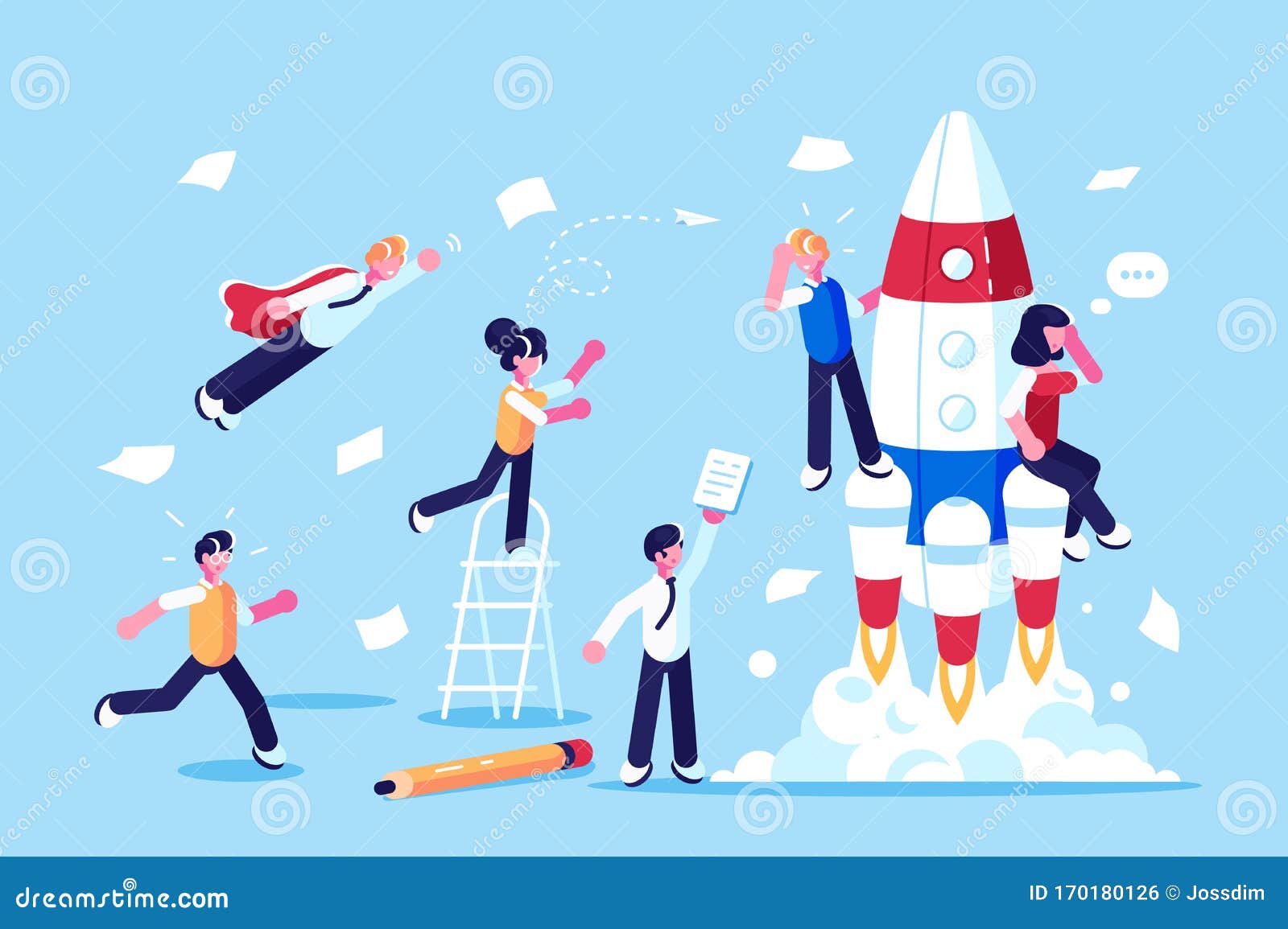 Team of Developers Beginning New Startup Stock Illustration ...
