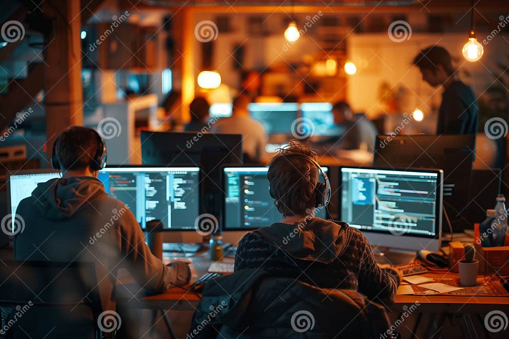 A Team of Developers Collaborating on a Project Using Version Control ...