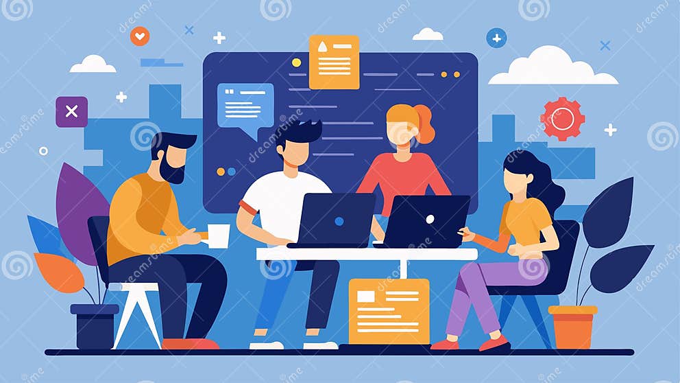 A Team Of Developers And Programmers Coding And Debugging Together In A Shared Workspace