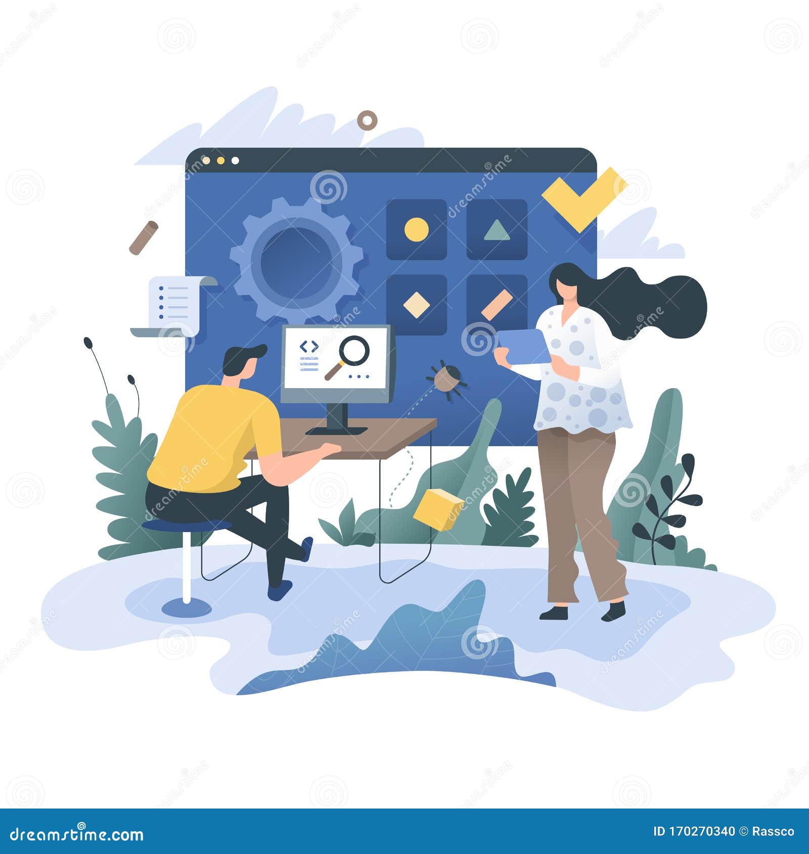 Team Of Developers Planning Weekly Schedule Tasks. Cartoon Vector ...