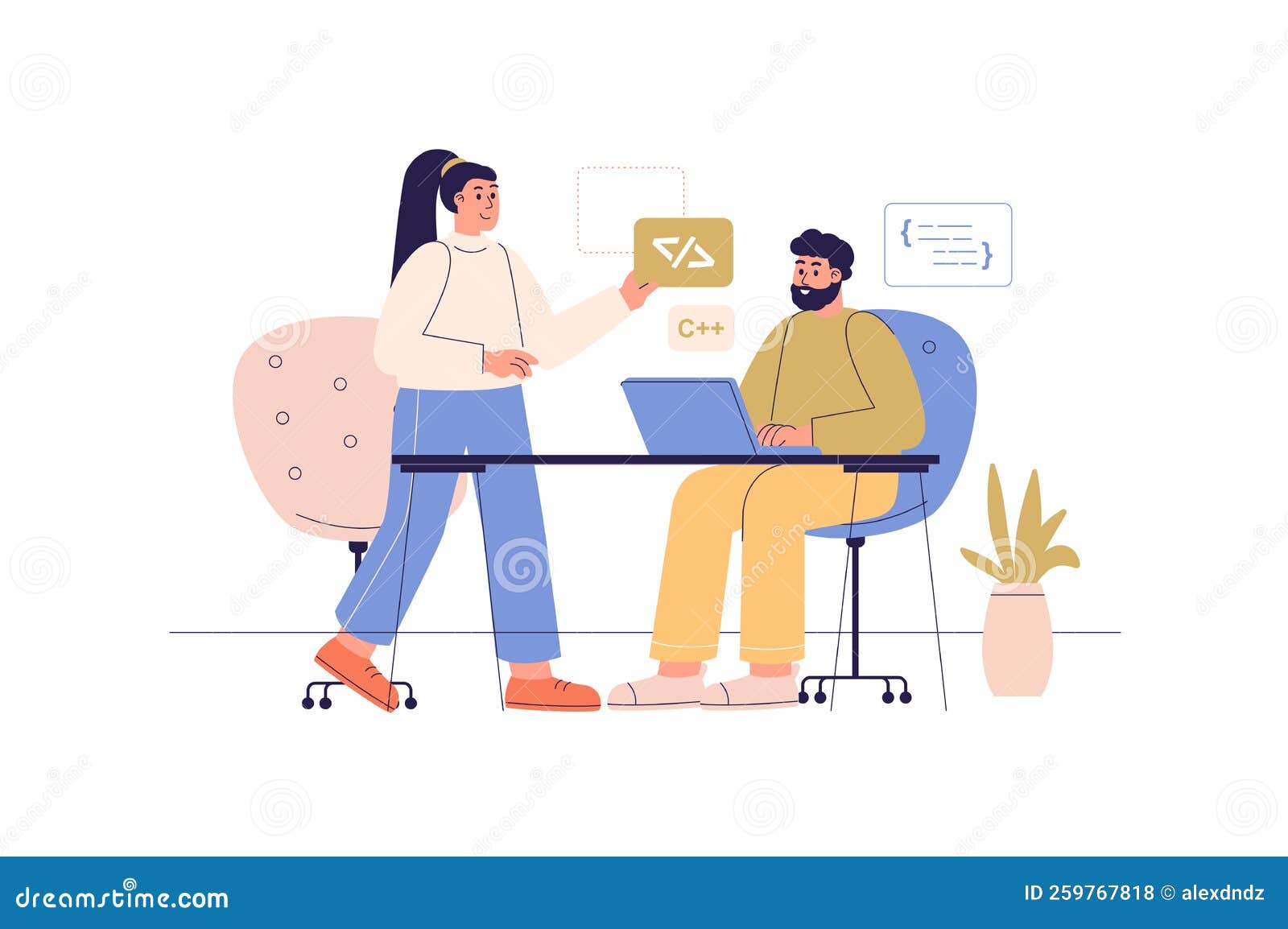 Team Developers Web Concept with People Scene. Vector Illustration ...