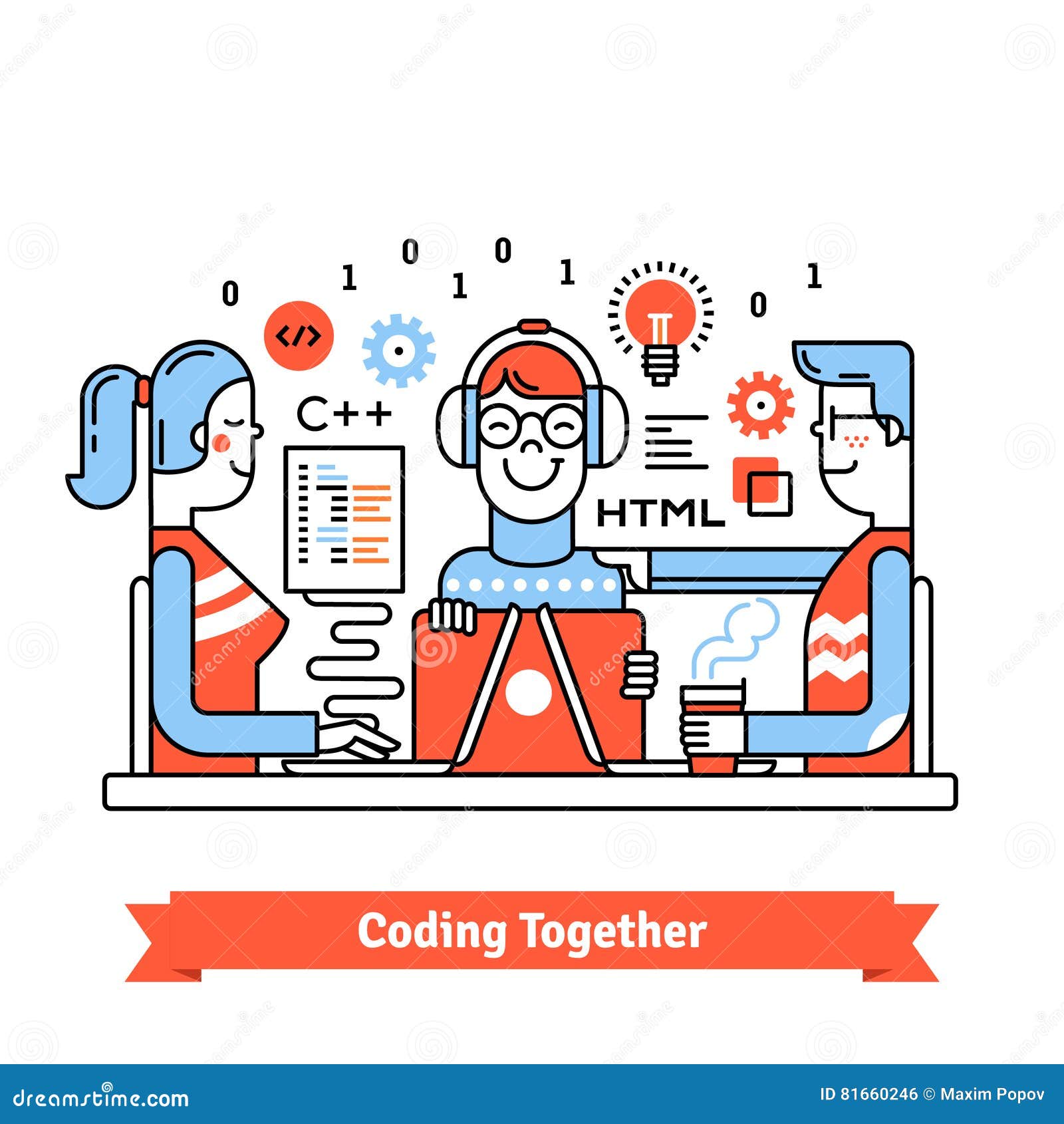 Team Of Developers Planning Weekly Schedule Tasks. Cartoon Vector ...