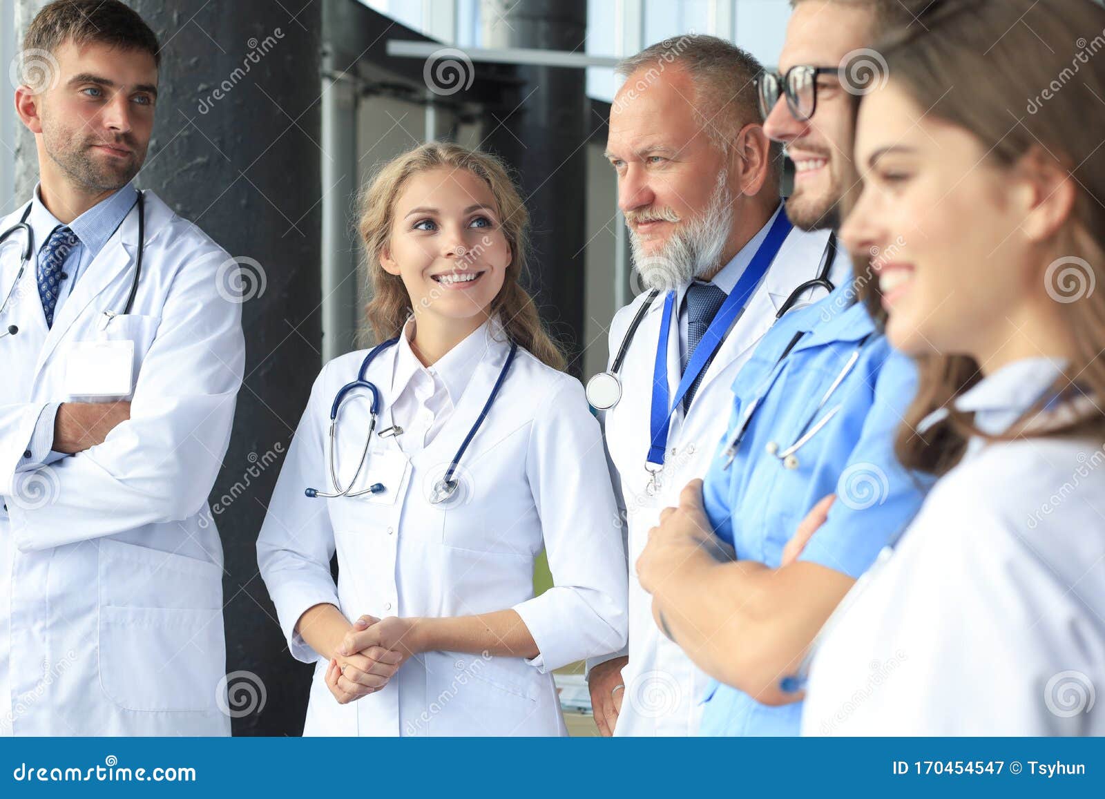 Team of Different Doctors Having Conversation in Hospital Stock Image ...