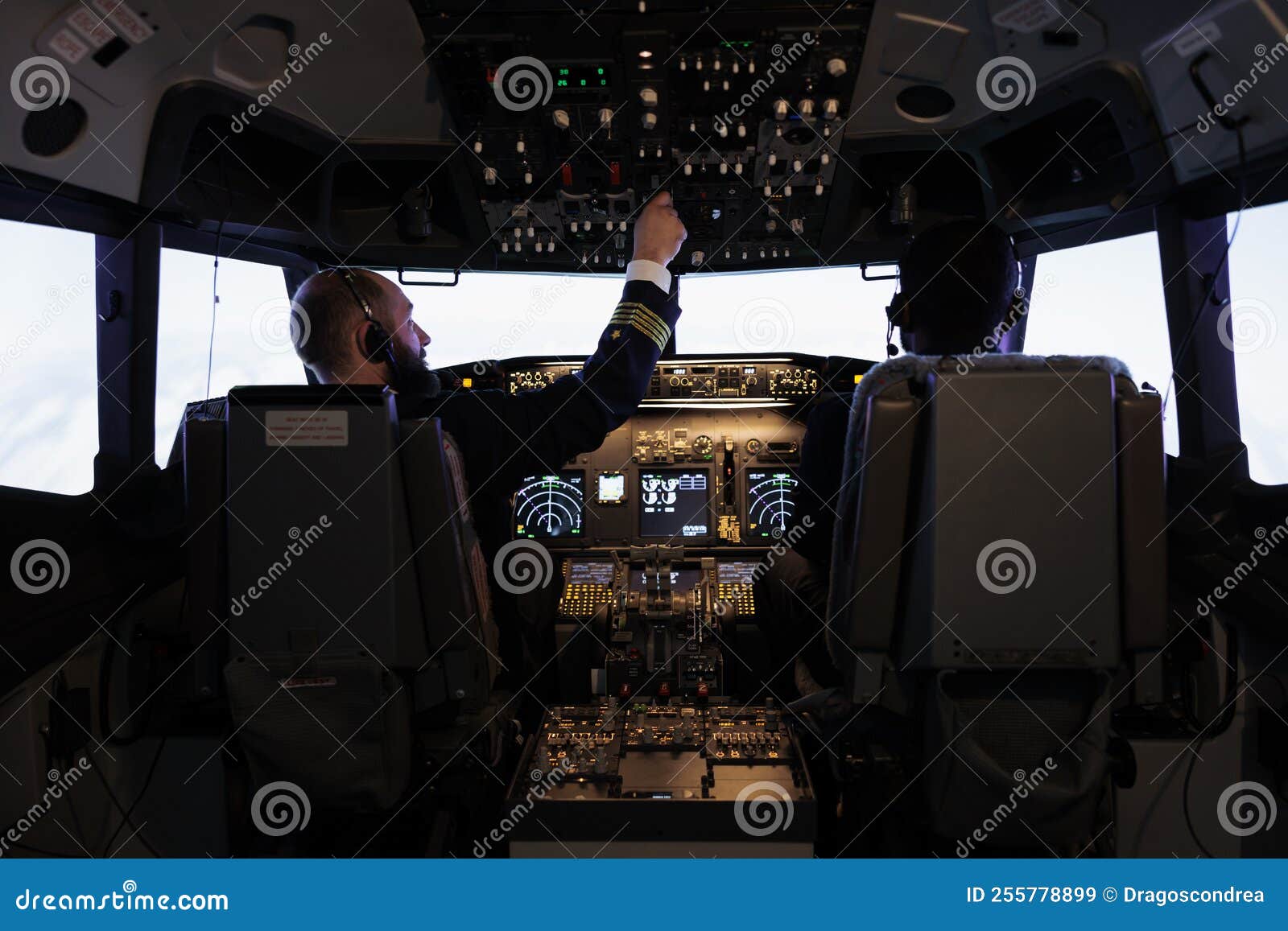 Team of Diverse Airliners Flying Airplane with Engine Lever and Power ...