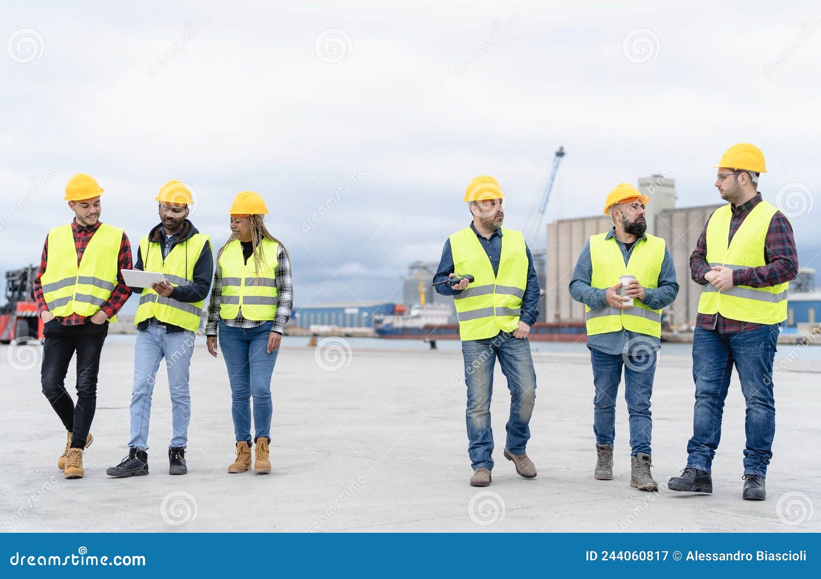 Team Of Diverse Industrial Engineers Working In Logistic Terminal Of ...