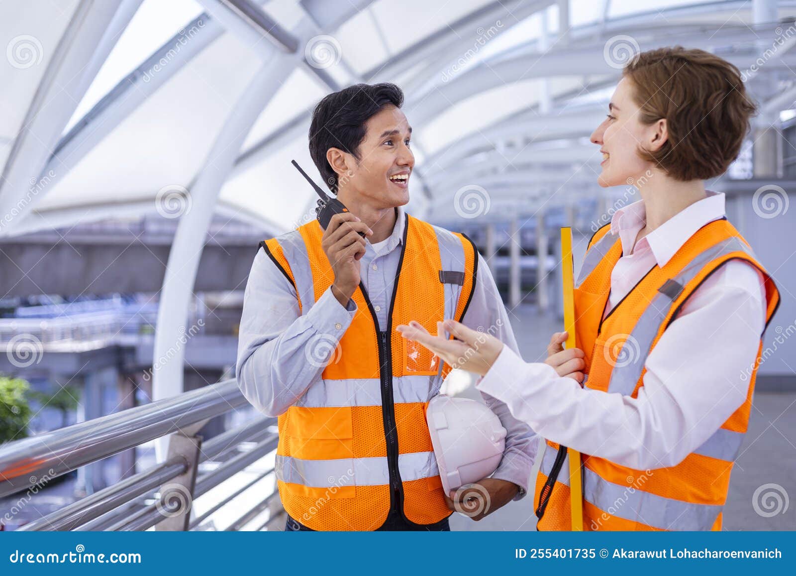 Team of Diversity Engineer is Using Walkie Talkie while Inspecting the ...