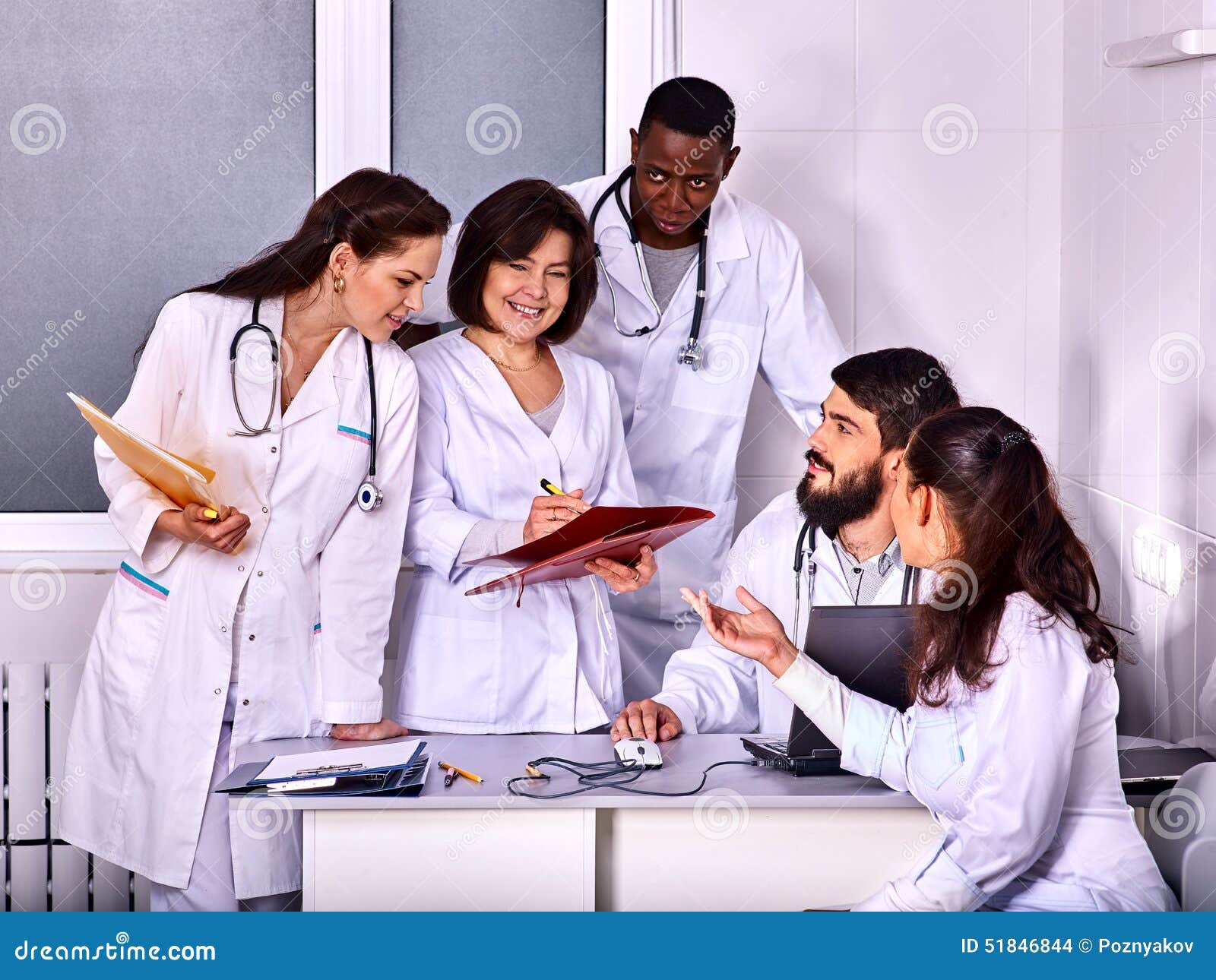 Team of doctor in hospital stock photo. Image of laptop - 51846844