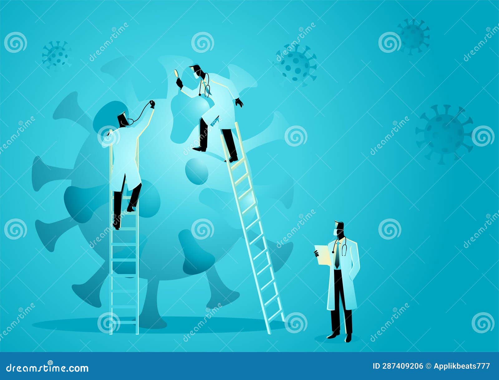 Team of Doctors Analyzing Virus Stock Illustration - Illustration of ...