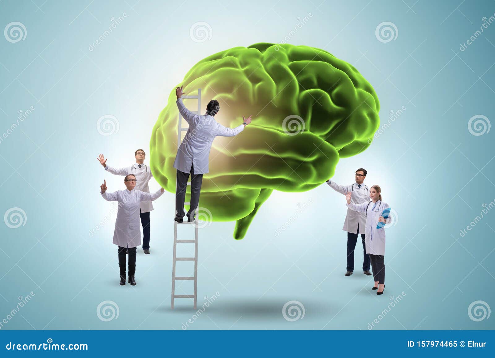 Team of Doctors Examining Human Brain Stock Image - Image of mhealth ...