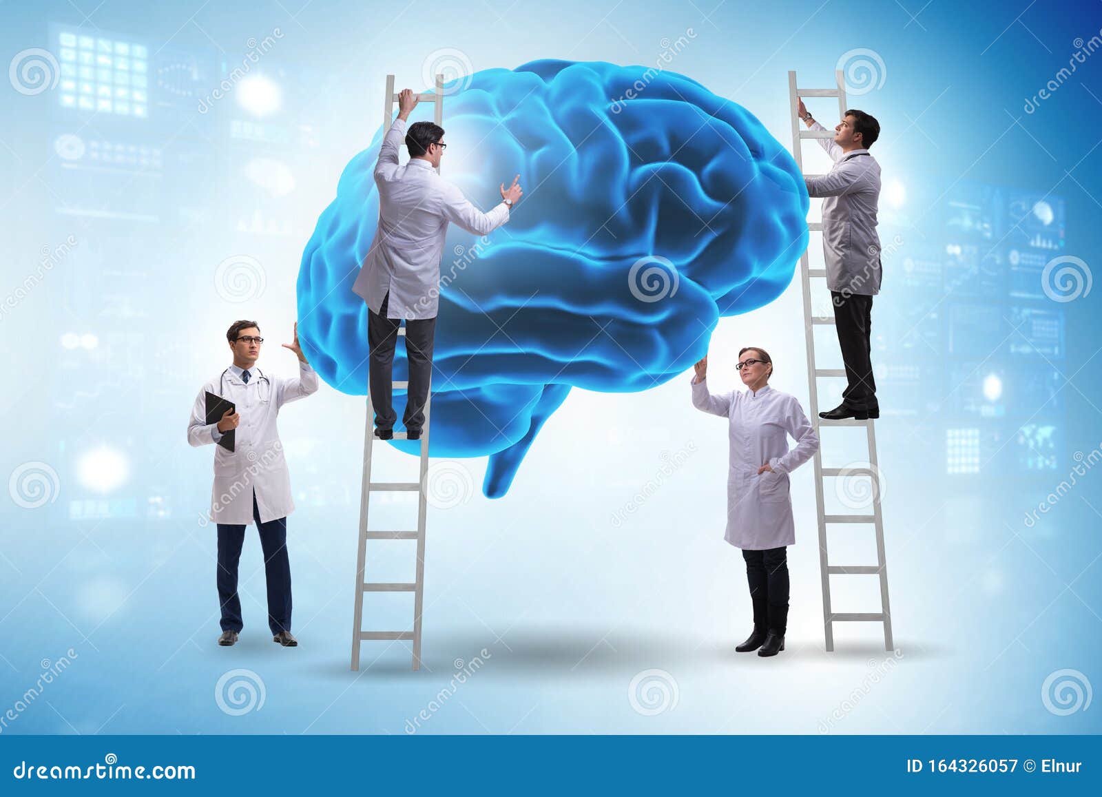 Team of Doctors Examining Human Brain Stock Image - Image of mhealth ...