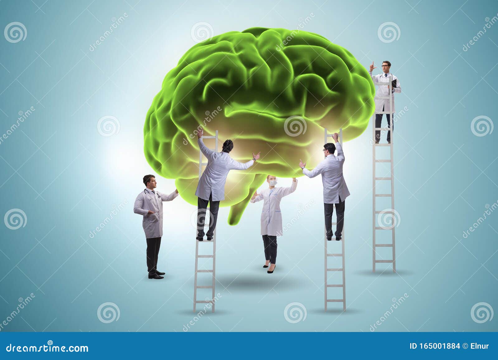 Team of Doctors Examining Human Brain Stock Photo - Image of mobile ...