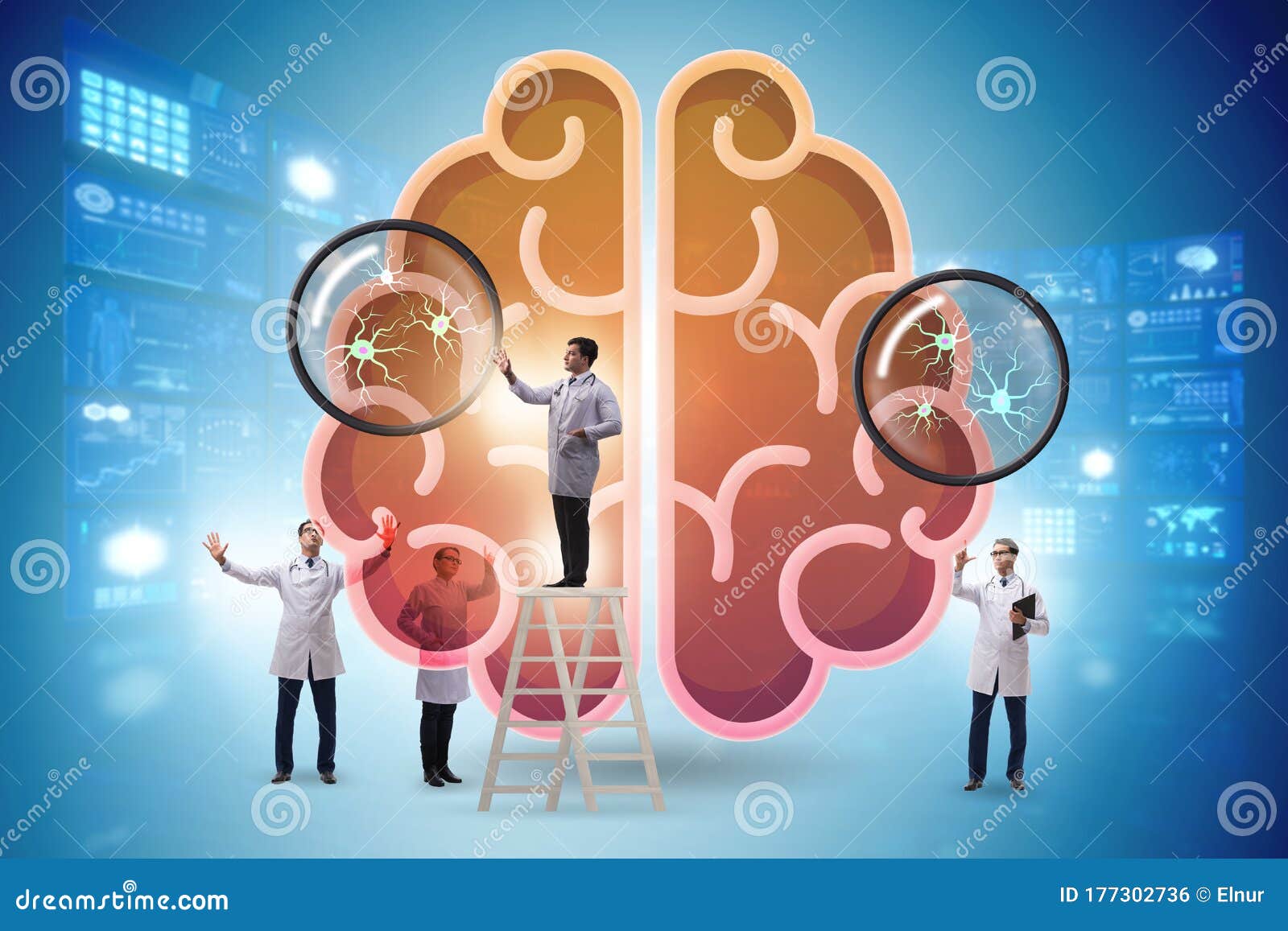 The Team of Doctors Examining Human Brain Stock Photo - Image of ...