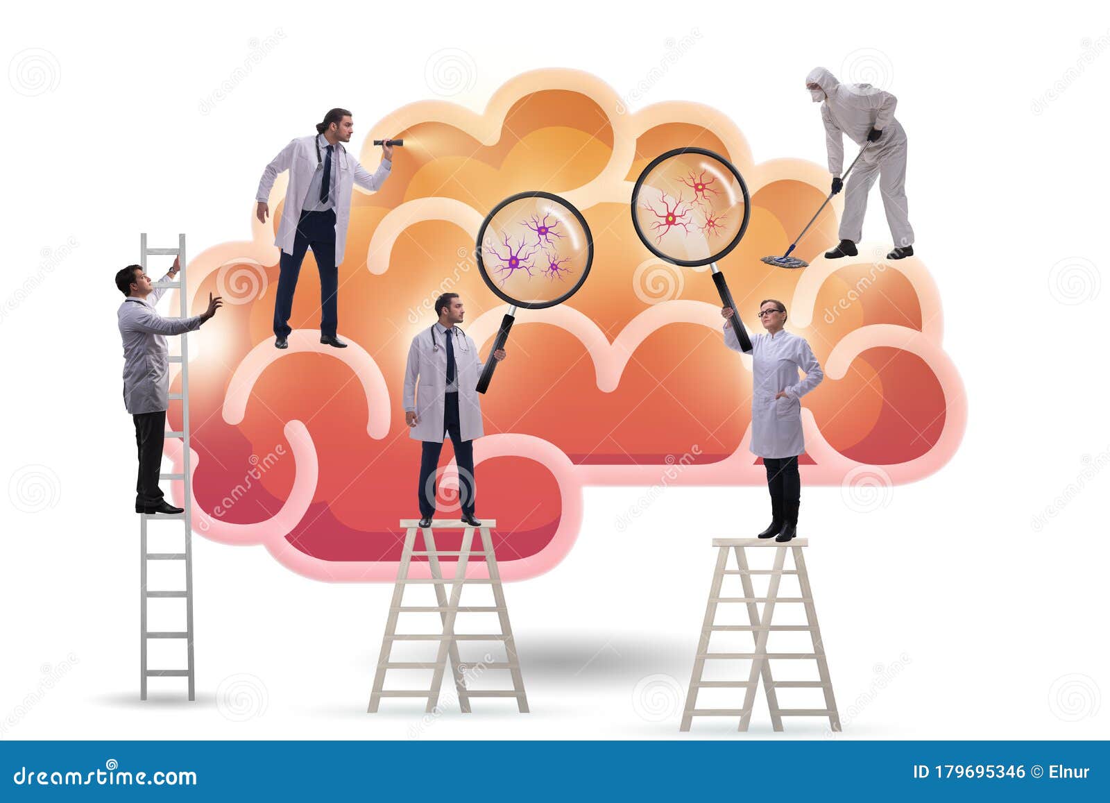 The Team of Doctors Examining Human Brain Stock Photo - Image of ...