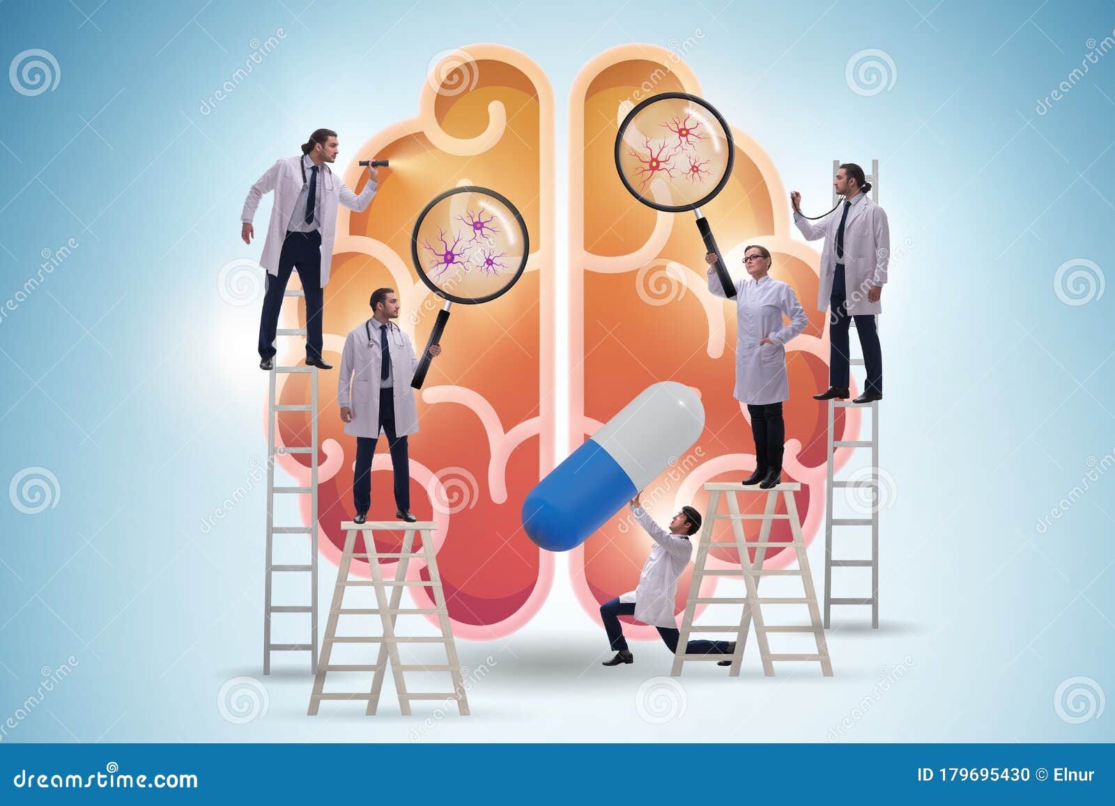 The Team of Doctors Examining Human Brain Stock Photo - Image of ...