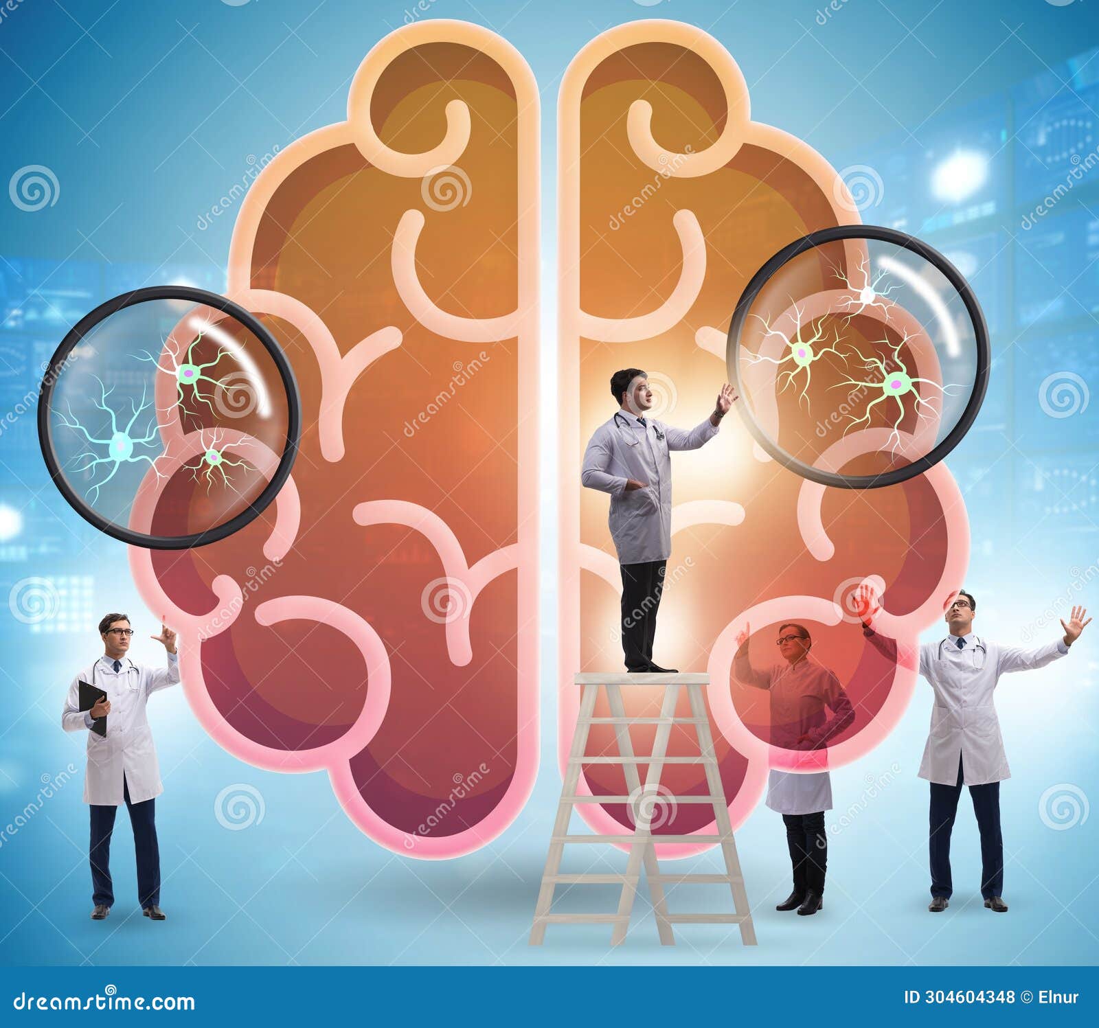 The Team of Doctors Examining Human Brain Stock Photo - Image of doctor ...