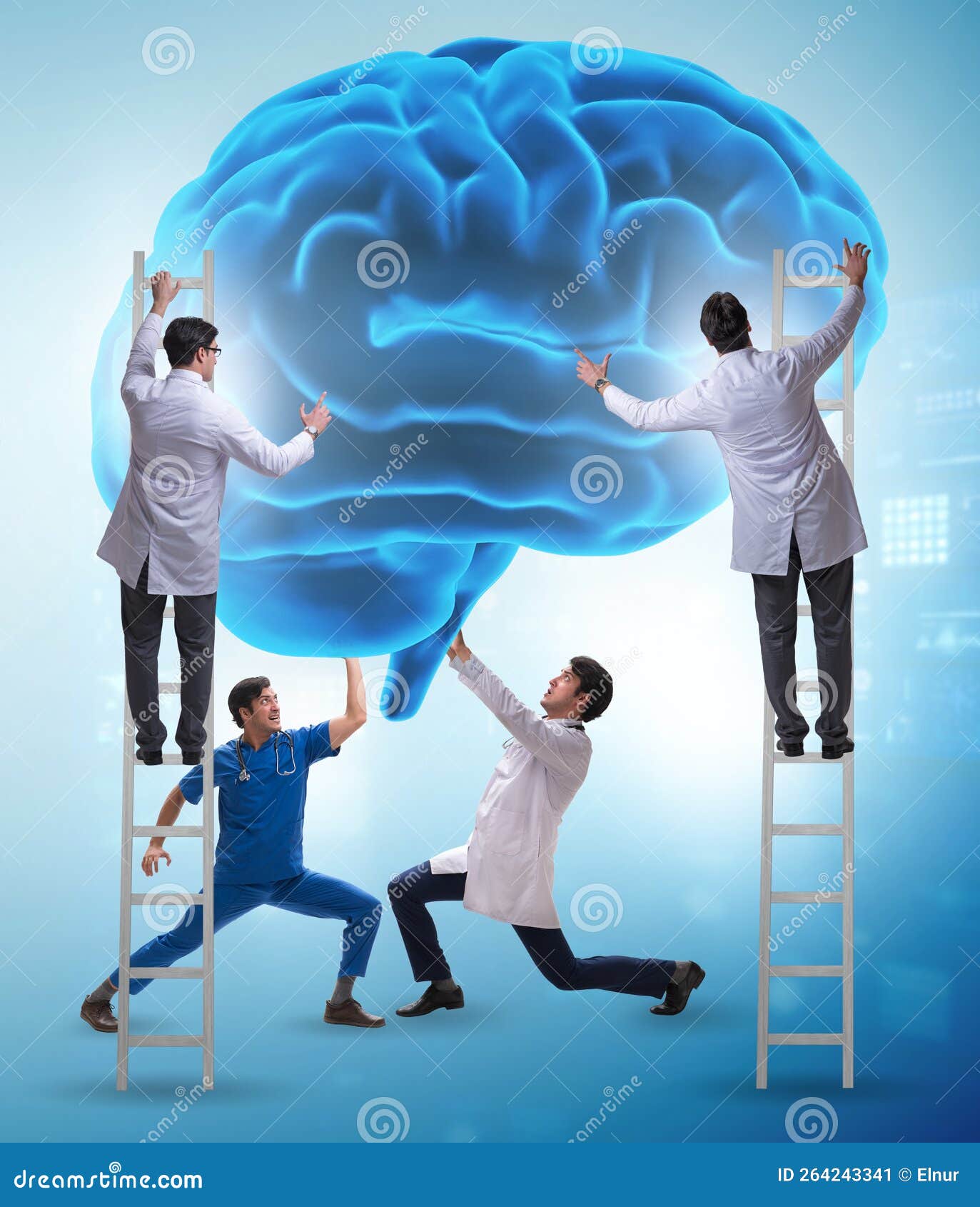 Team of Doctors Examining Human Brain Stock Image - Image of cancer ...