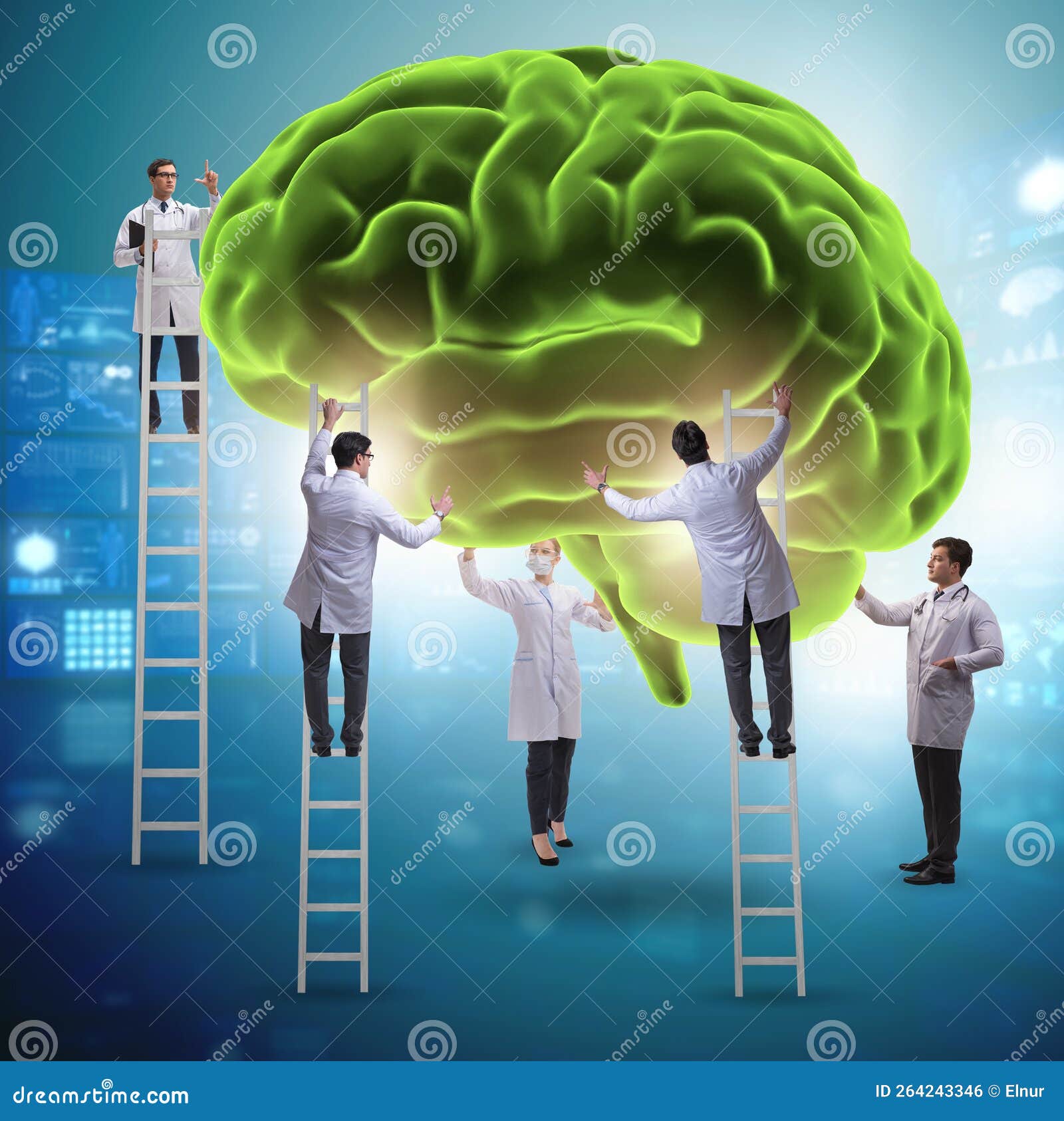 Team of Doctors Examining Human Brain Stock Photo - Image of mhealth ...