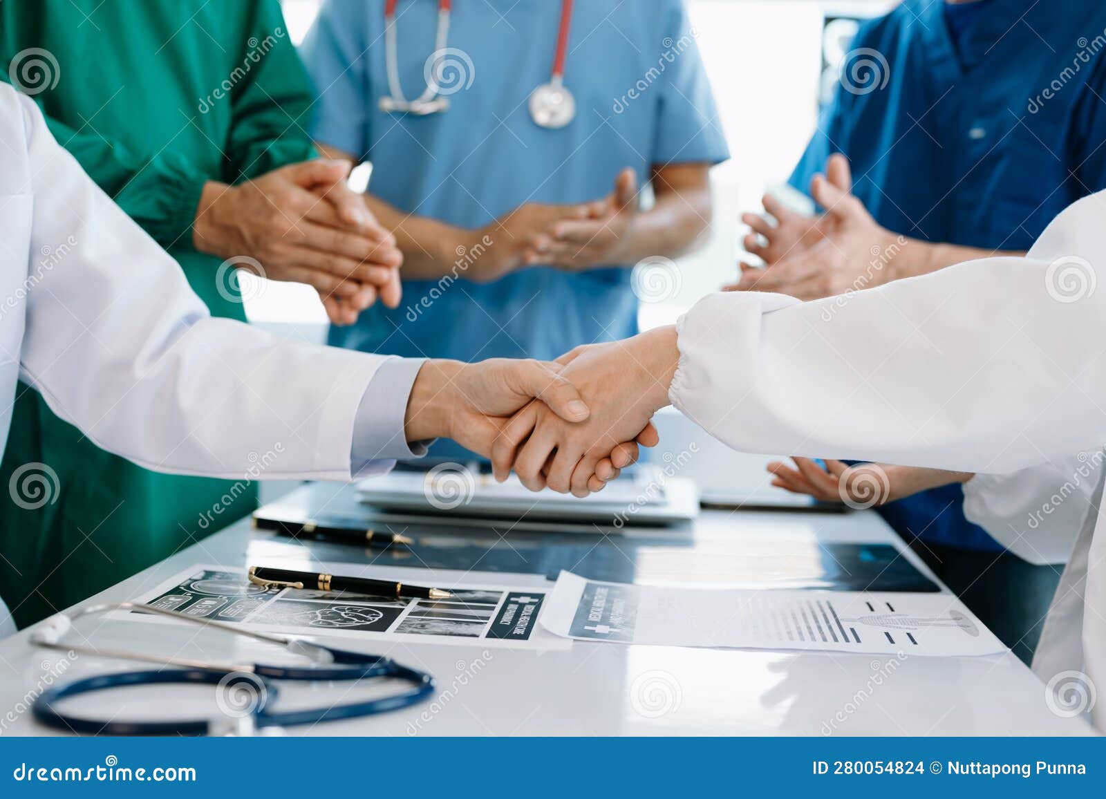 Team Doctors Nurses Union Coordinate Hands Teamwork Concept in Hospital ...