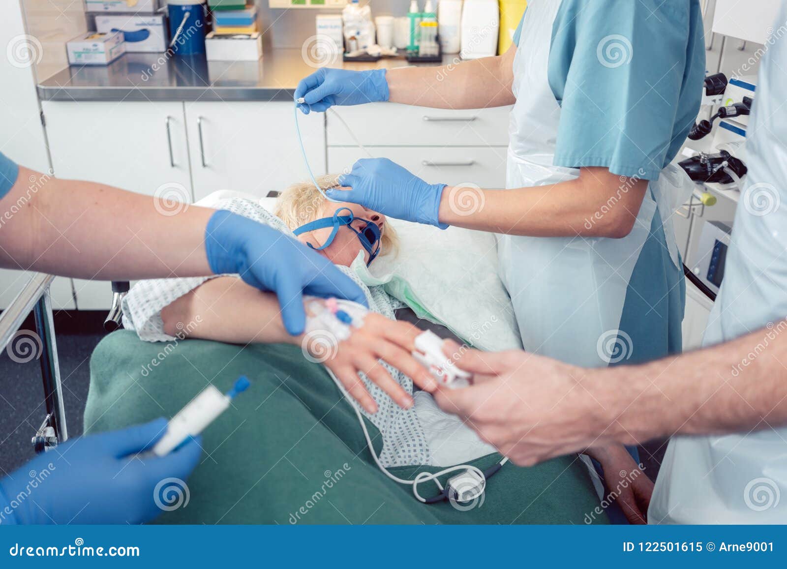Team of Doctors Preparing for Endoscopy Stock Image - Image of ...
