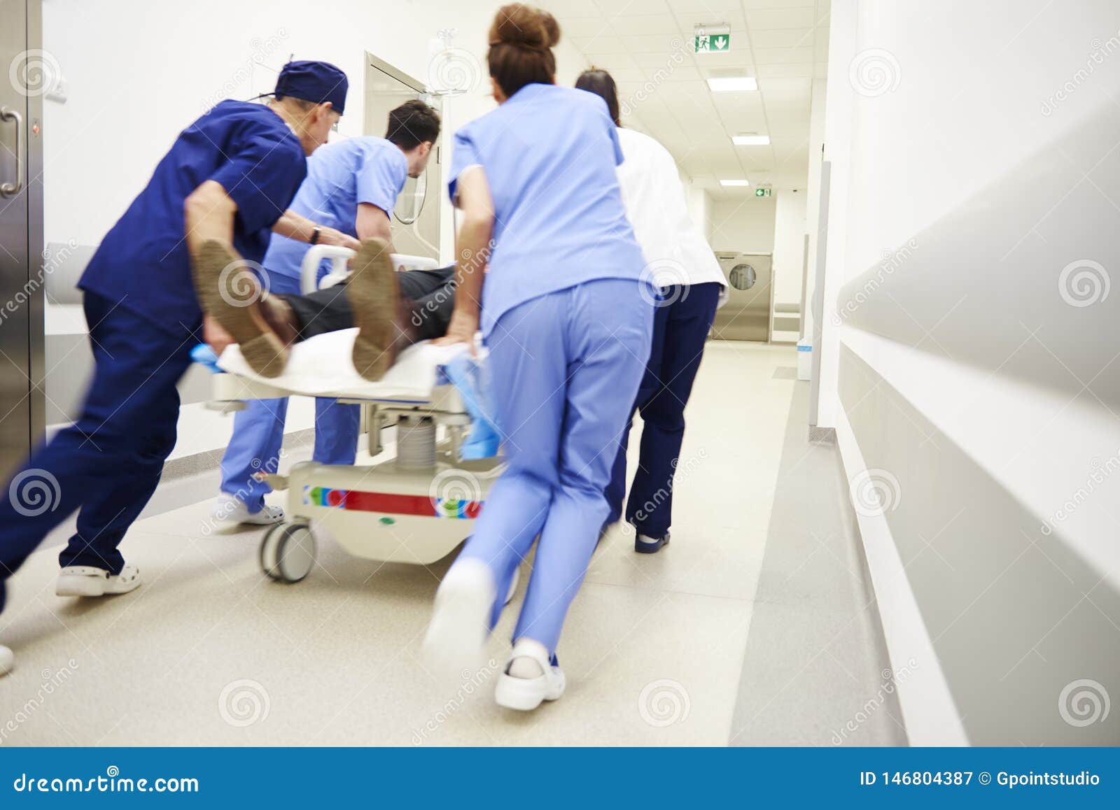 Rear View of Doctors Running for the Surgery Stock Image - Image of ...